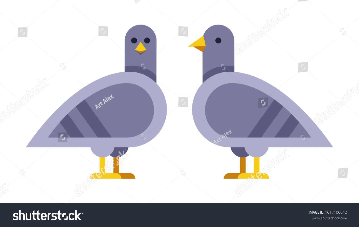 Two Cartoon Pigeons Vector Illustration: vector de stock (libre de ...
