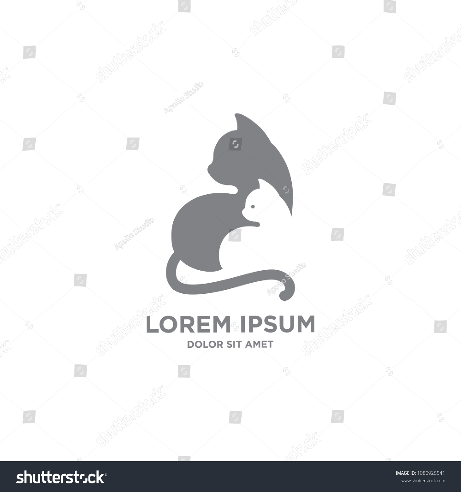 Two Cat Cute Pet Logo Vector: เวกเตอร์สต็อก (ปลอดค่าลิขสิทธิ์) 1080925541