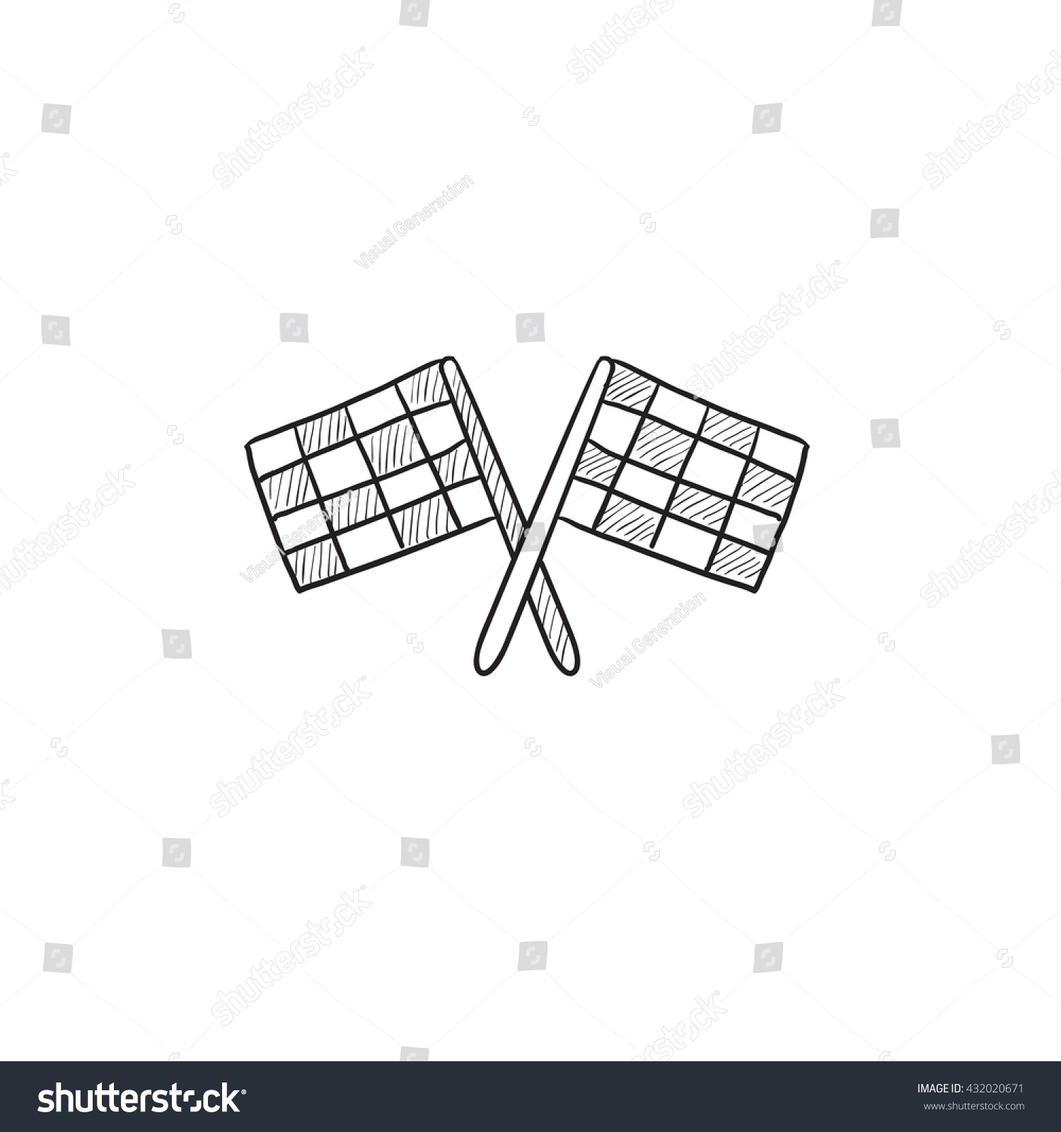Two Checkered Flags Vector Sketch Icon Stock Vector (Royalty Free ...