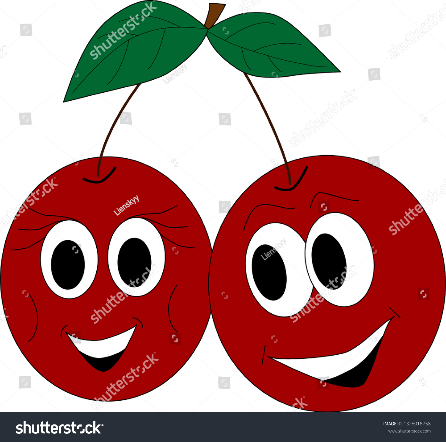 Two Cherries Eyes Smiling Stock Vector (Royalty Free) 1325016758 ...