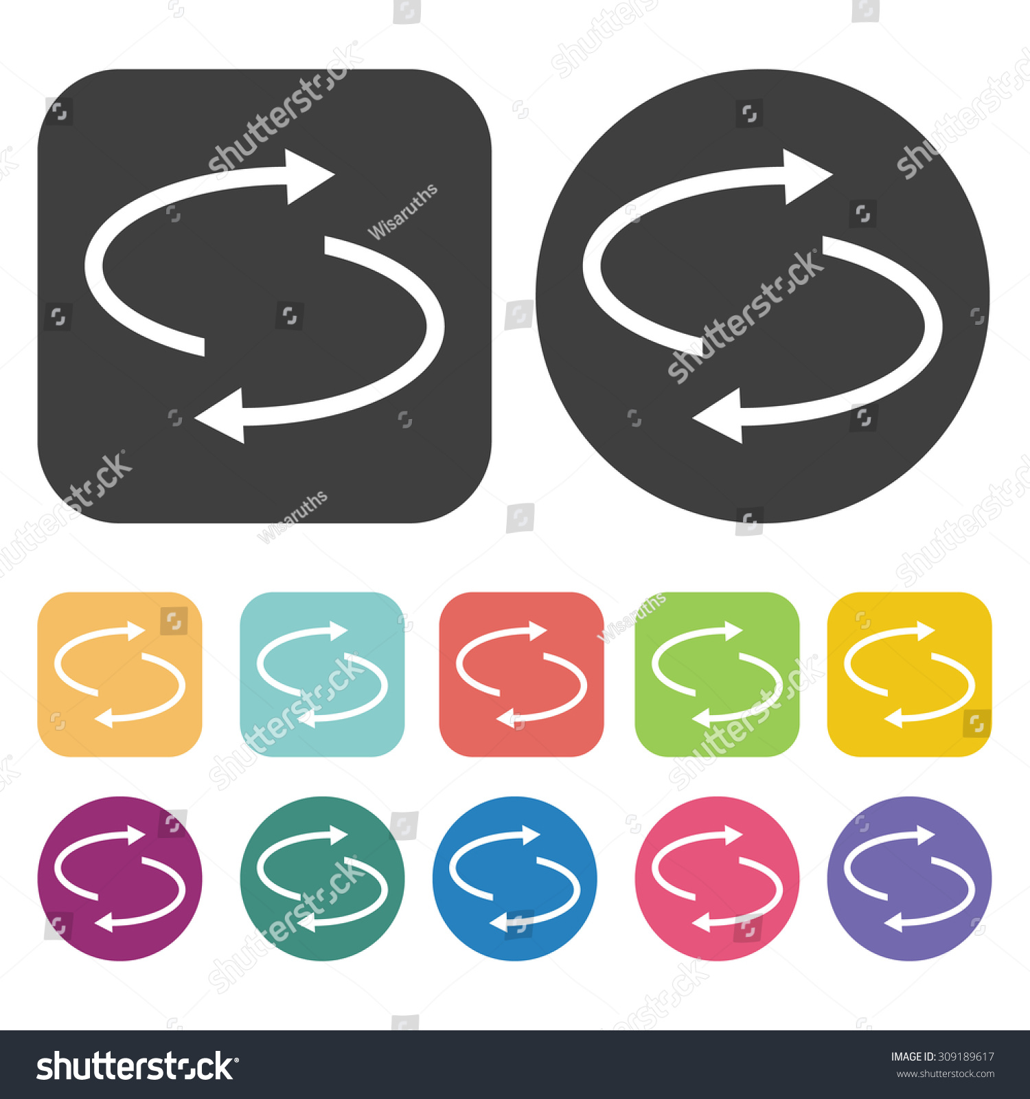 Two Circular Arrows Icons Set Vector Stock Vector (Royalty Free) 309189617