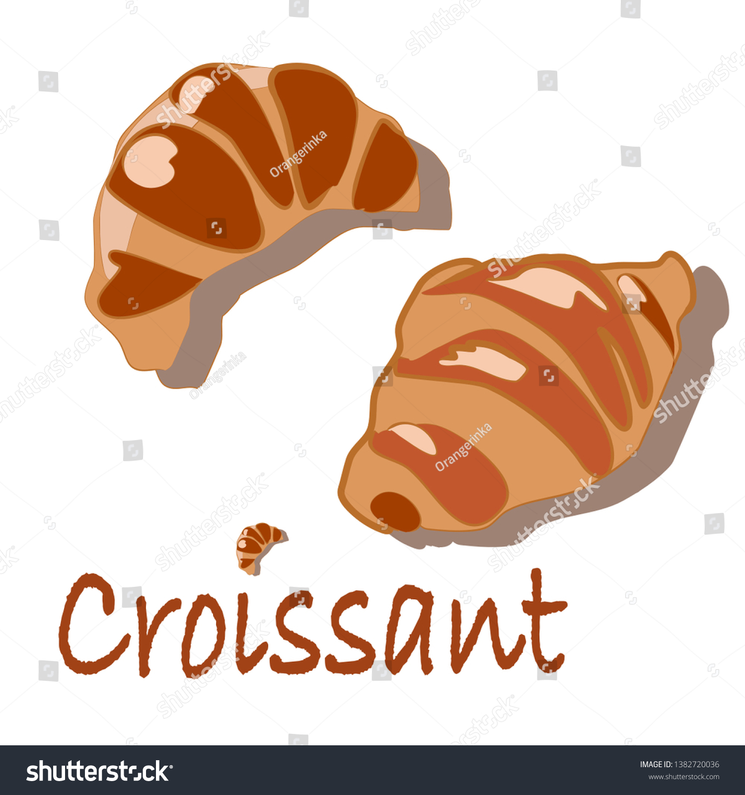 Two Croissants Calligraphy Design Elements Vector Stock Vector (Royalty ...