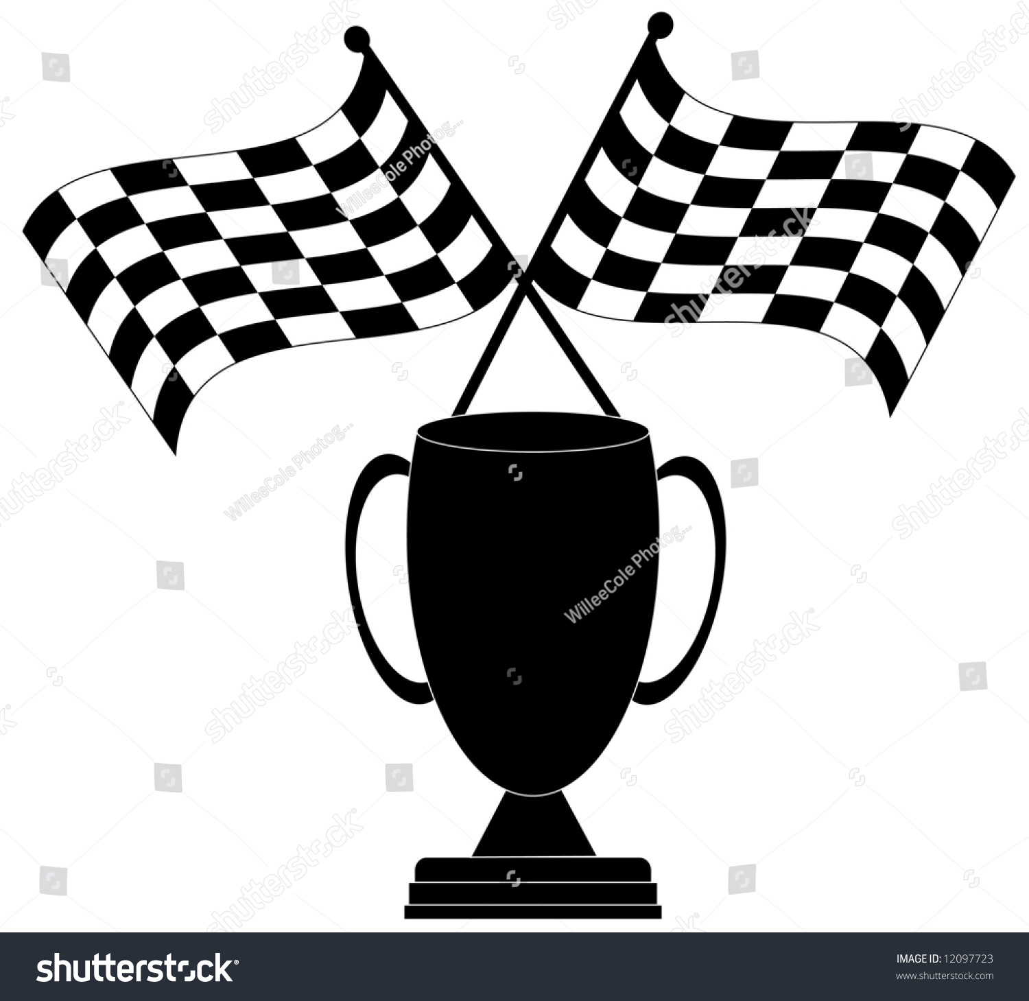 Two Crossed Checkered Flags Trophy Winner Stock Vector (Royalty Free ...