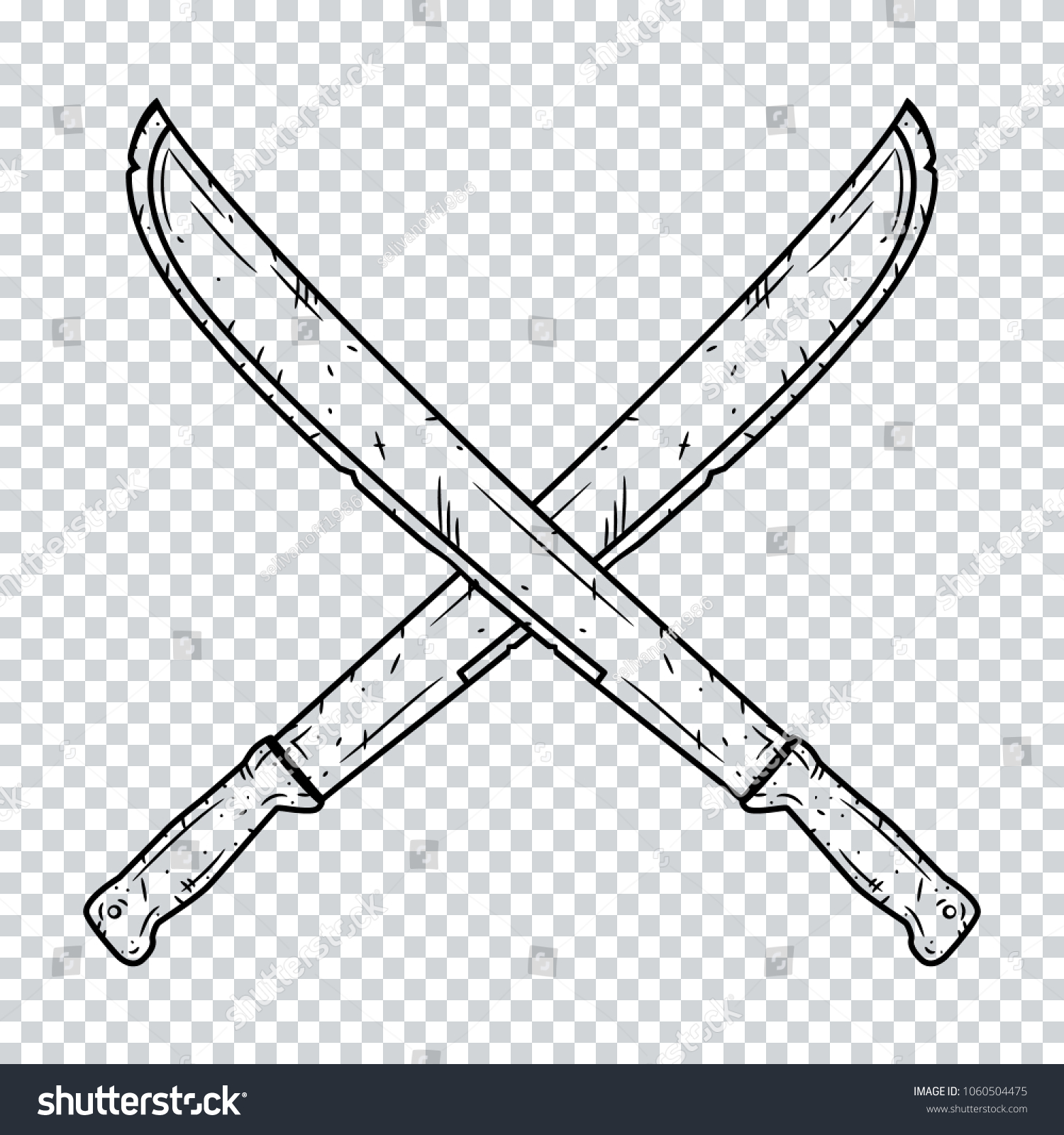 Two Crossed Machetes On Transparent Background 库存矢量图（免版税）1060504475 ...