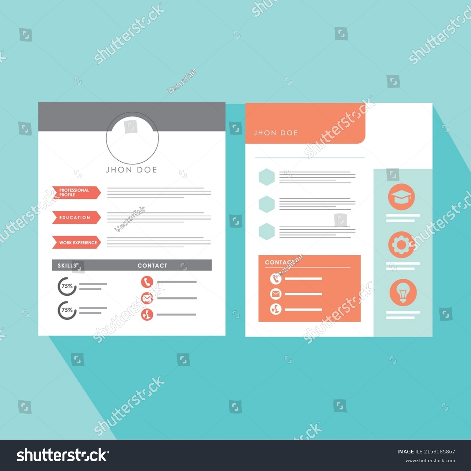 Two Curriculum Vitae Set Templates Stock Vector (Royalty Free ...