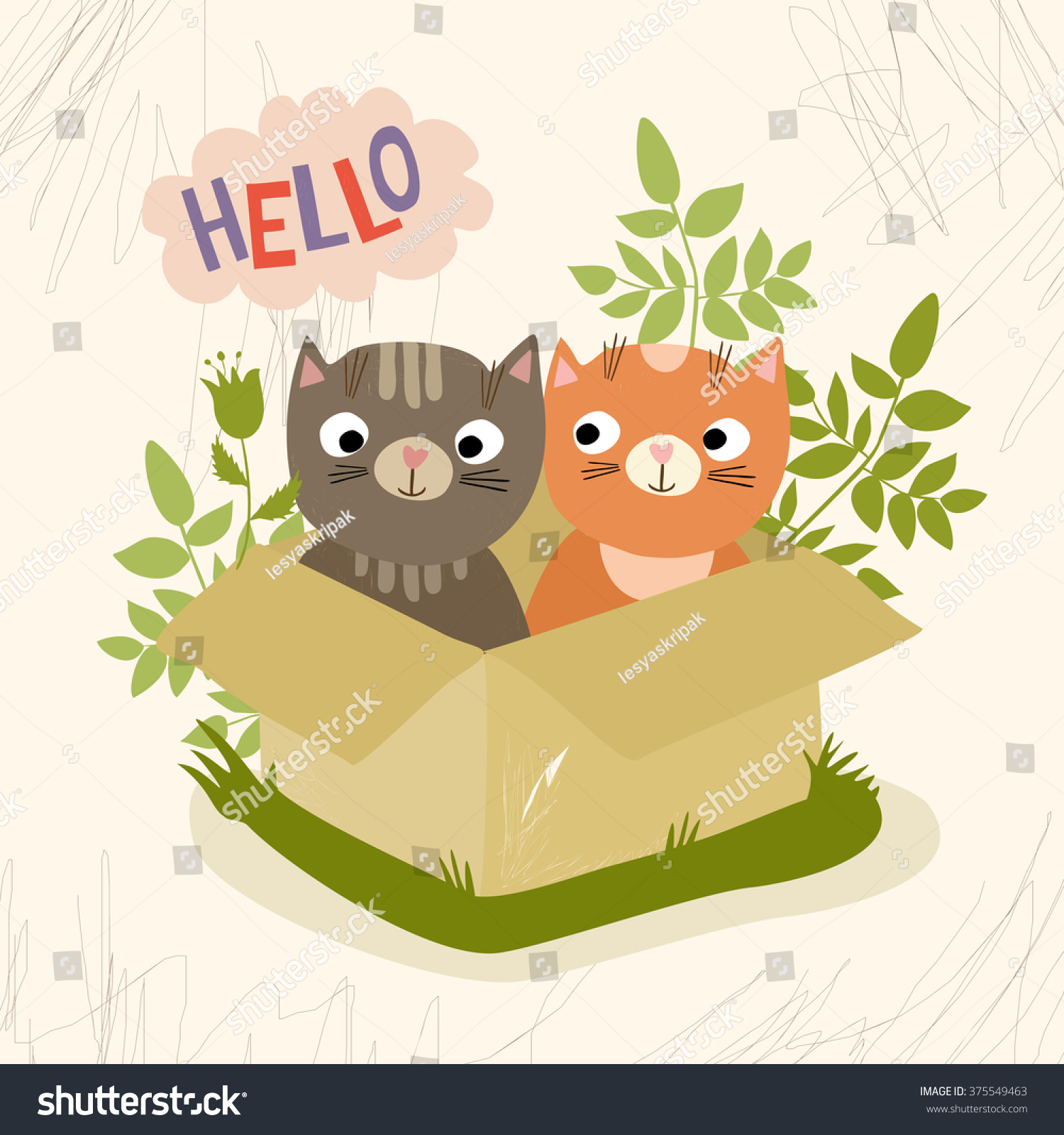 Two Cute Cat Box Stock Vector (Royalty Free) 375549463 | Shutterstock