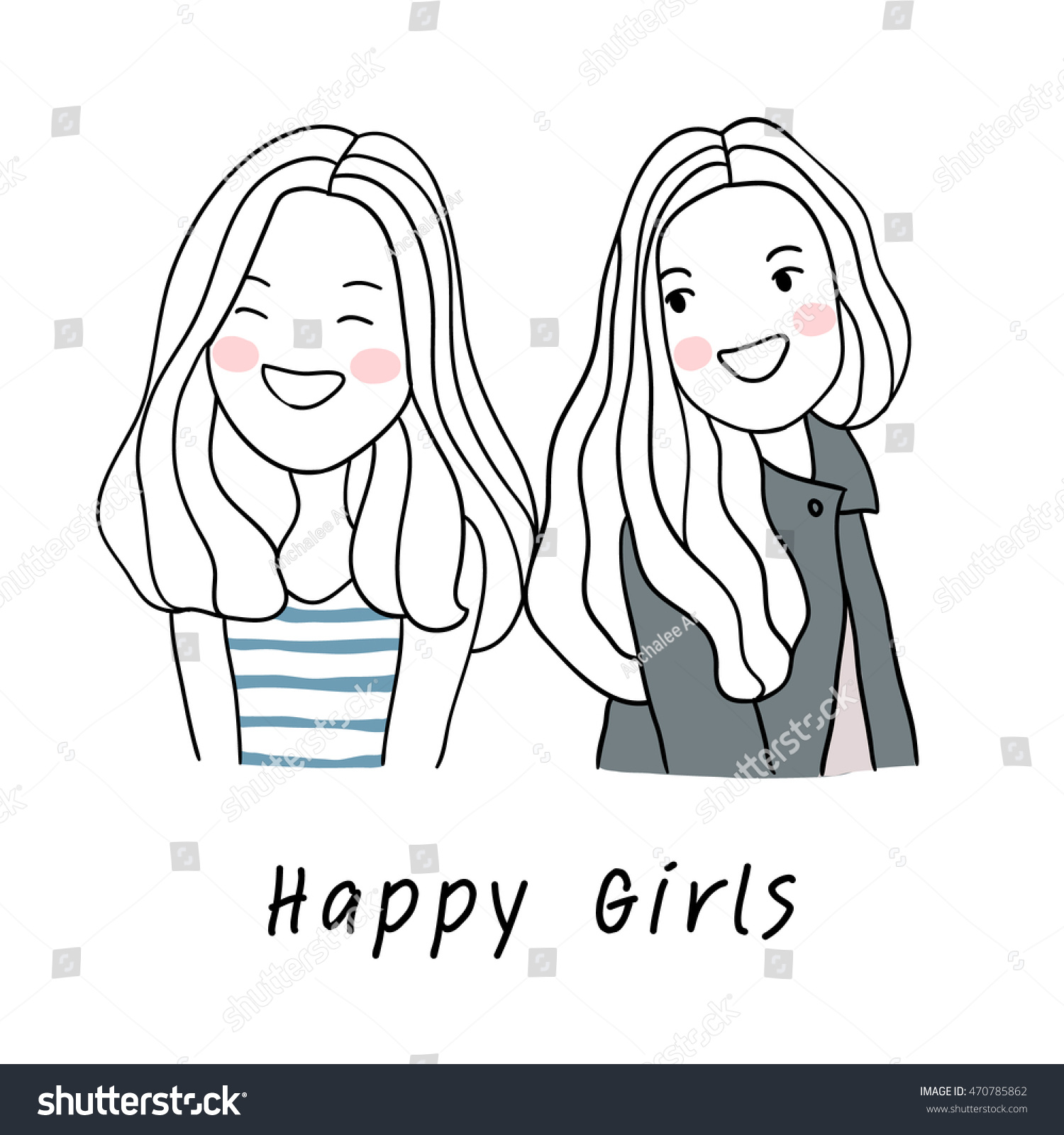 Two Cute Girl Vector Stock Vector (Royalty Free) 470785862 | Shutterstock