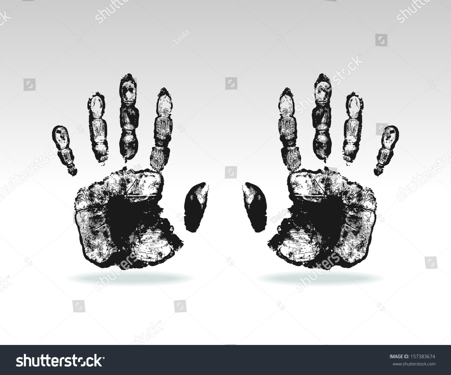 Two Detailed Handprints Drop Shadow Vector Stock Vector (Royalty Free ...