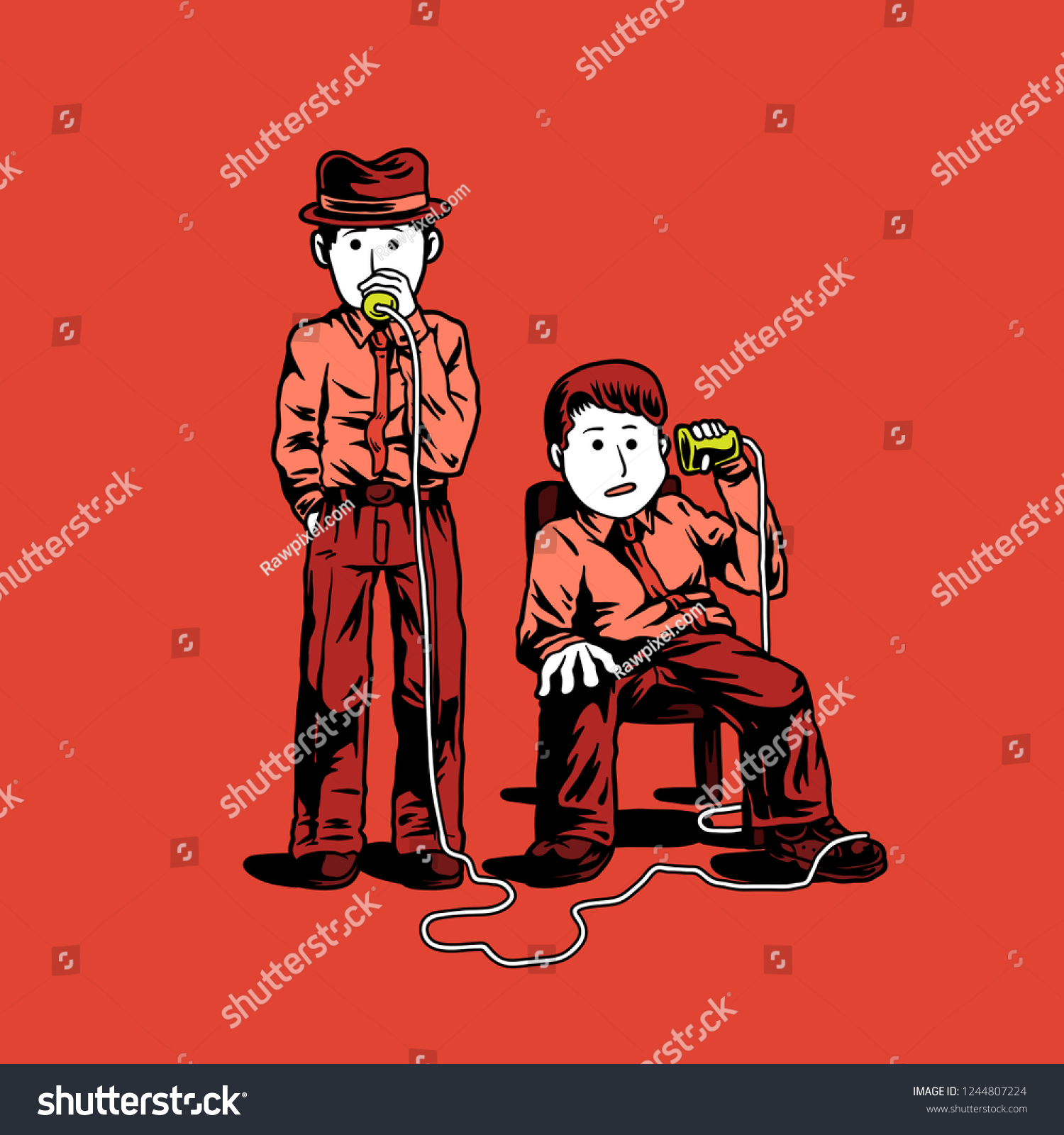 Two Detectives Talking Through Cups Illustration Stock Vector (Royalty ...