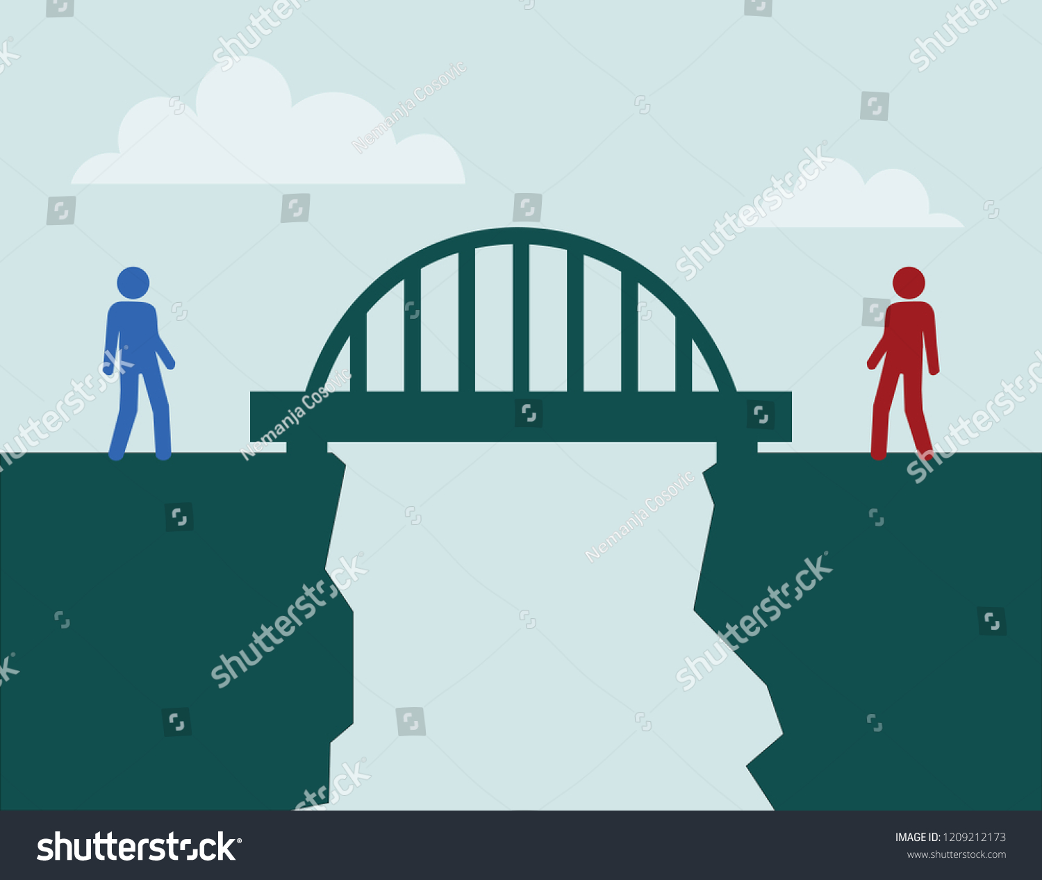 Two Different People Bridge Stock Vector (Royalty Free) 1209212173