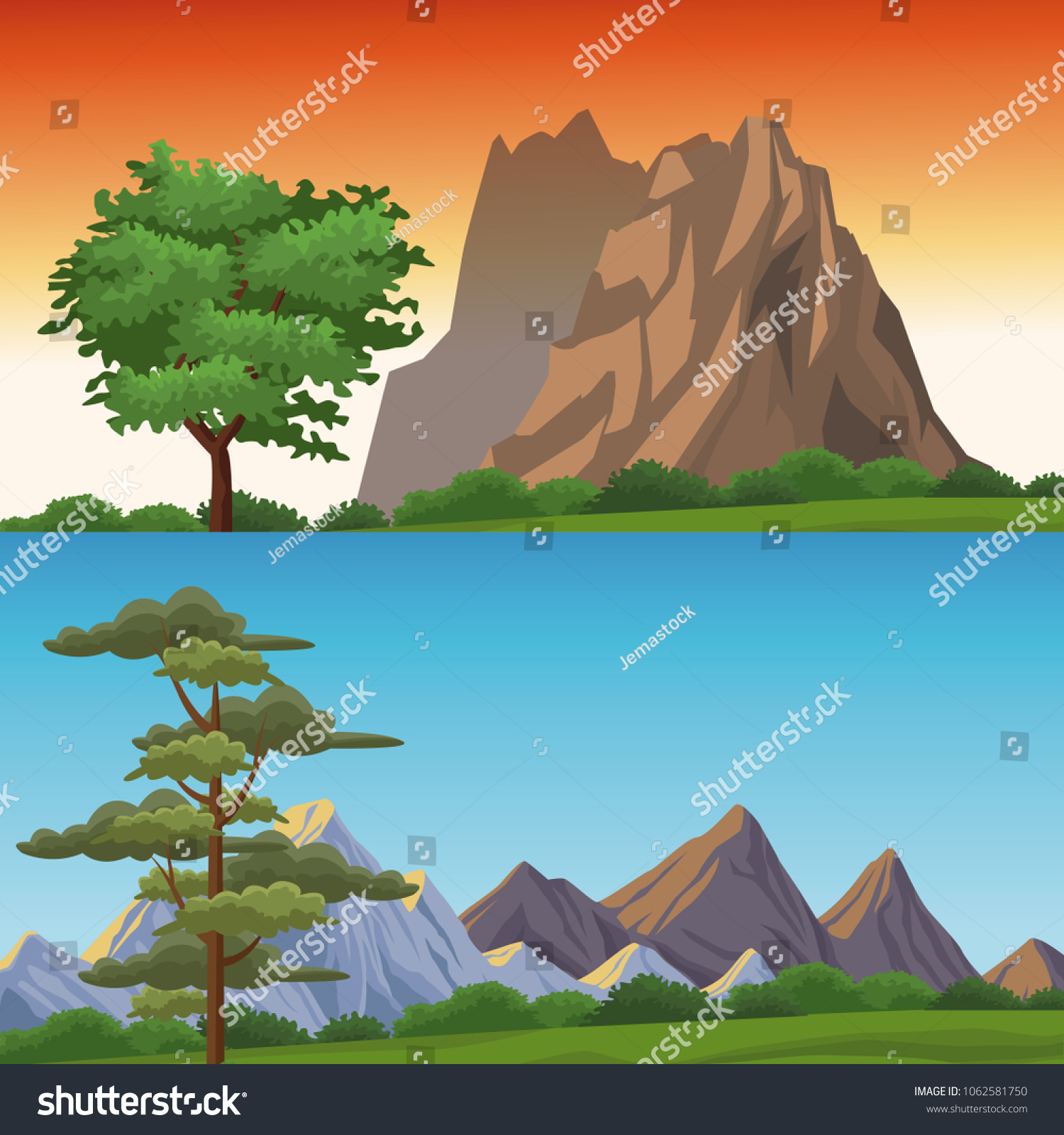Two Differents Landscapes Stock Vector (Royalty Free) 1062581750 ...