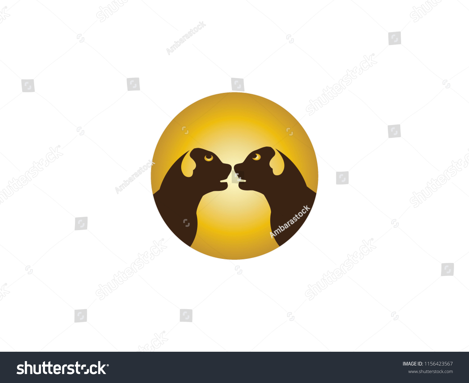Two Dogs Face Face Logo Vector Stock Vector (Royalty Free) 1156423567