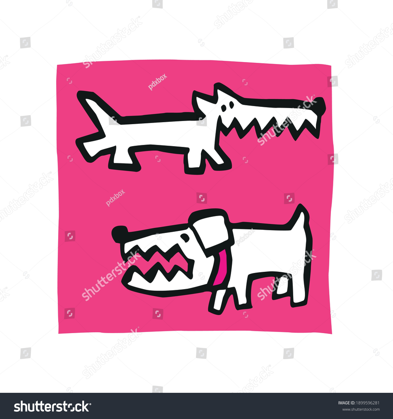 Two Dogs Original Simple Hand Drawing Stock Vector (Royalty Free ...