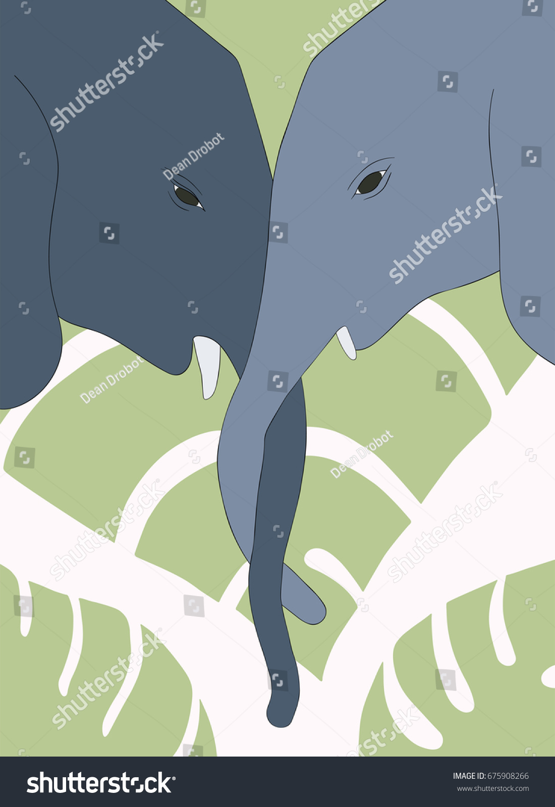 Two Elephants Hugging Vector Illustration Stock Vector (Royalty Free ...