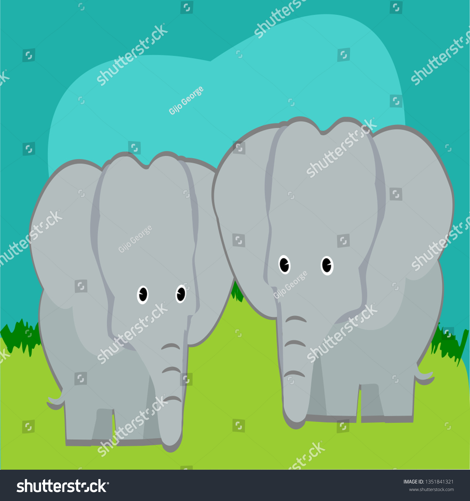 Two Elephants Loving Vector Illustration Stock Vector (Royalty Free ...