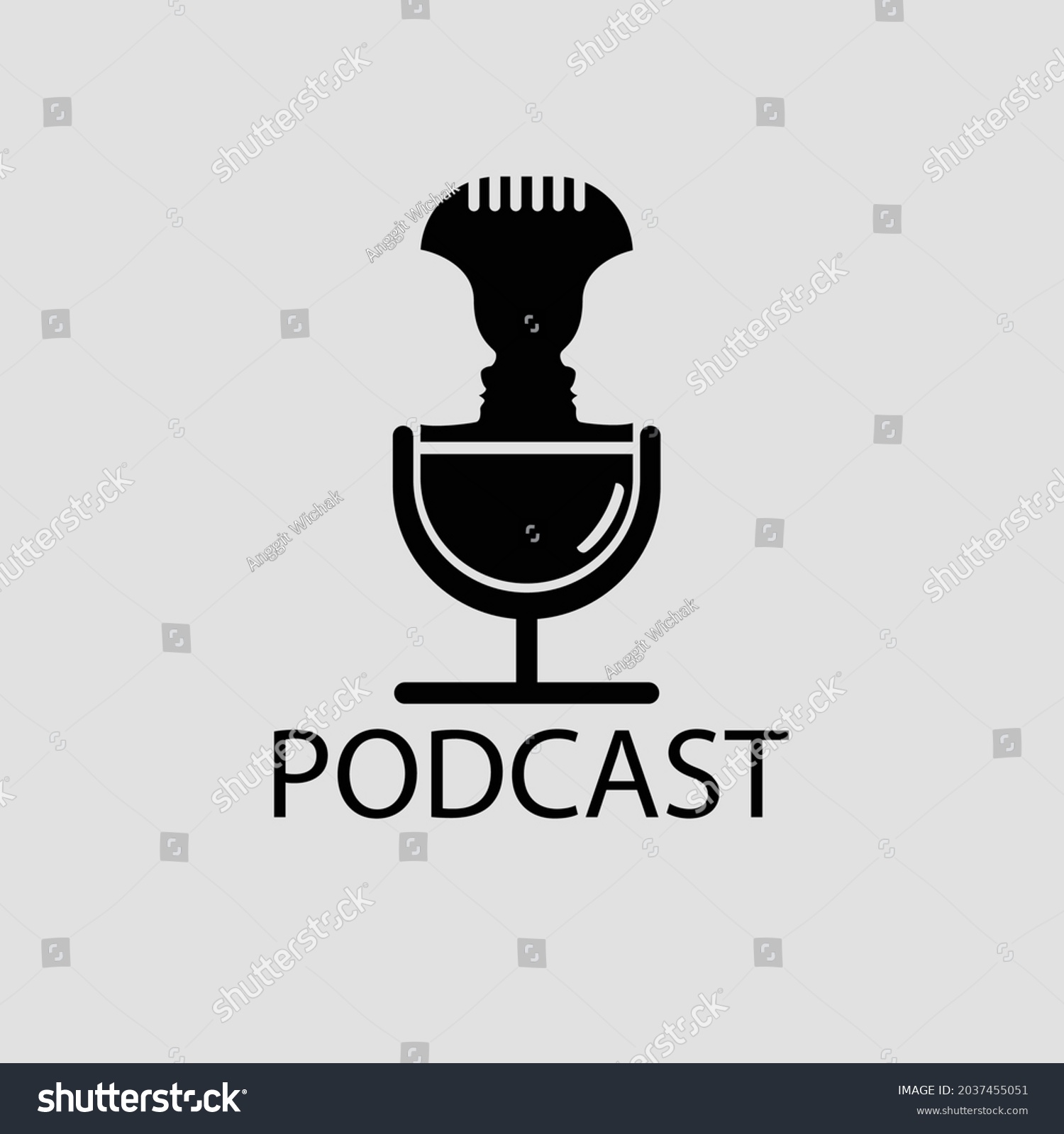 Two Face Podcast Logo Design Using Stock Vector (Royalty Free ...