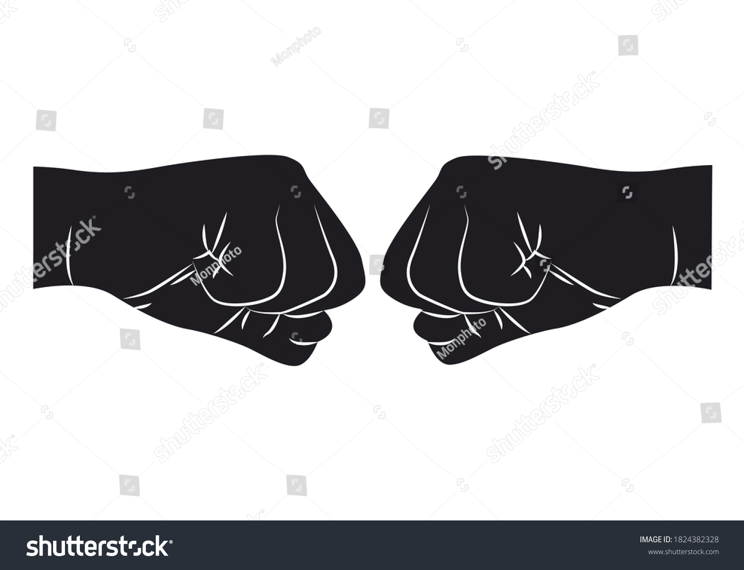 Two Facing Fists On White Background Stock Vector (Royalty Free) 1824382328