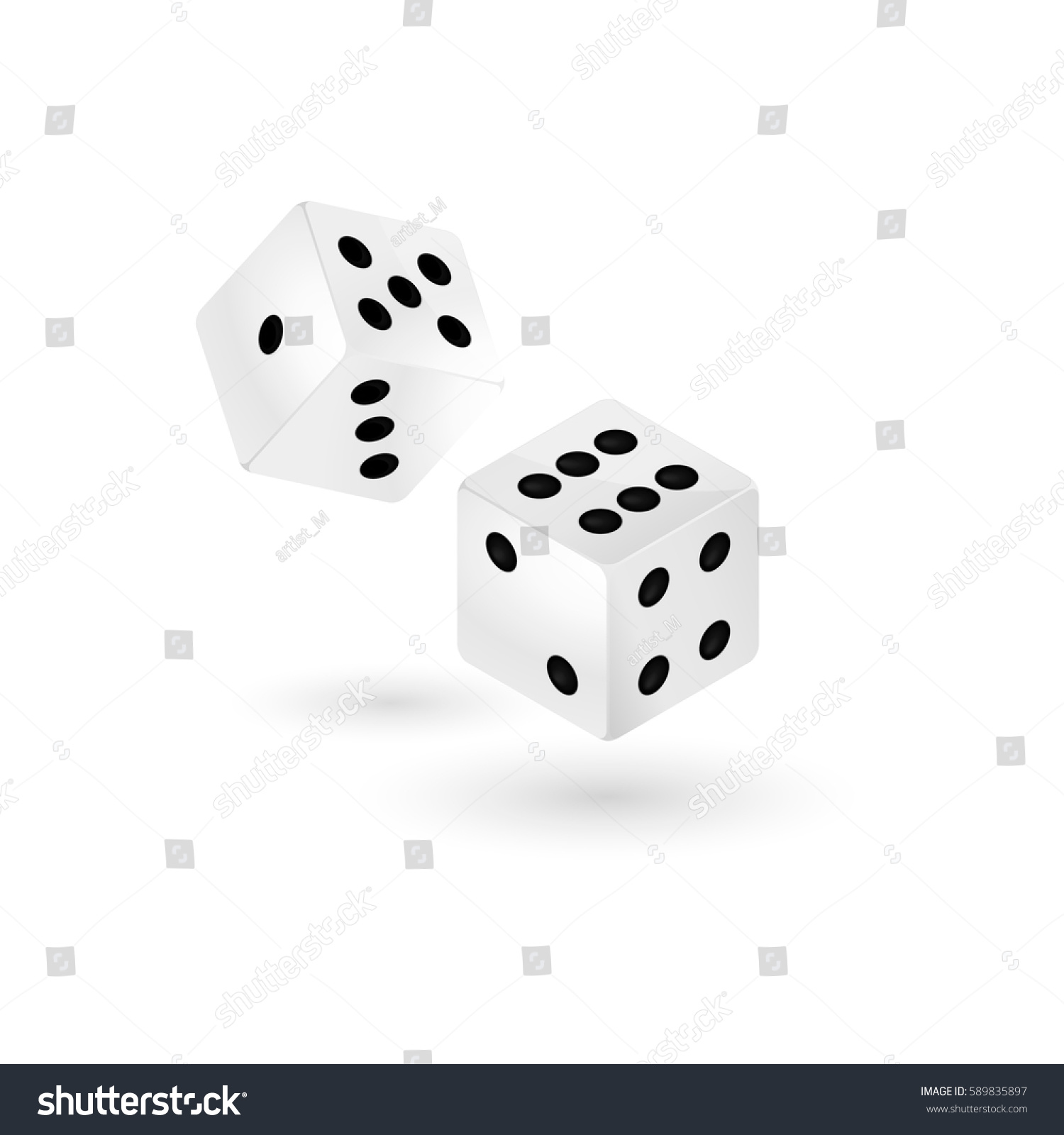 Two Falling Dice Isolated On White: vector de stock (libre de regalías ...