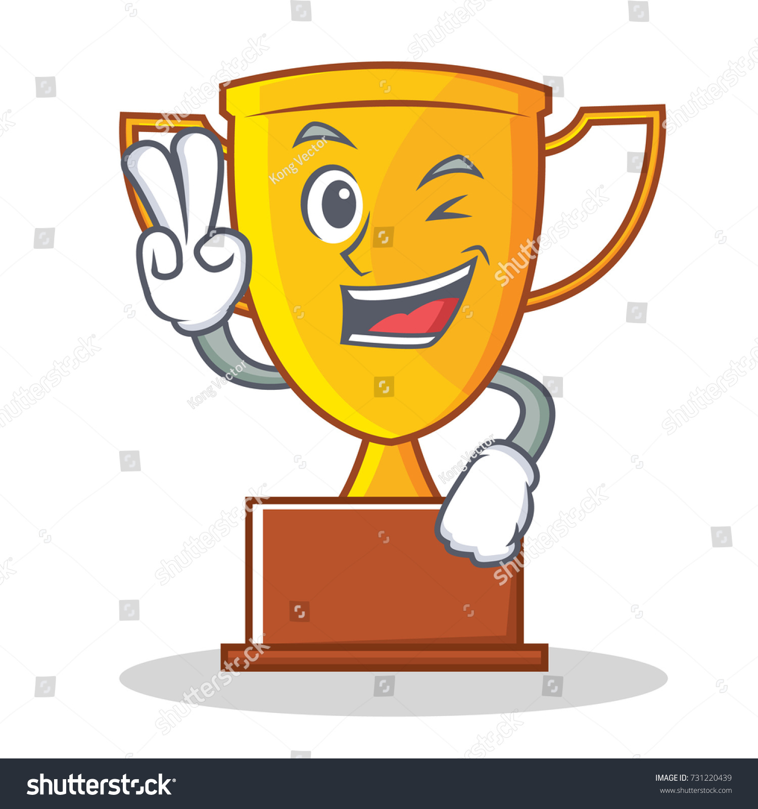 Two Finger Trophy Character Cartoon Style Stock Vector (Royalty Free ...