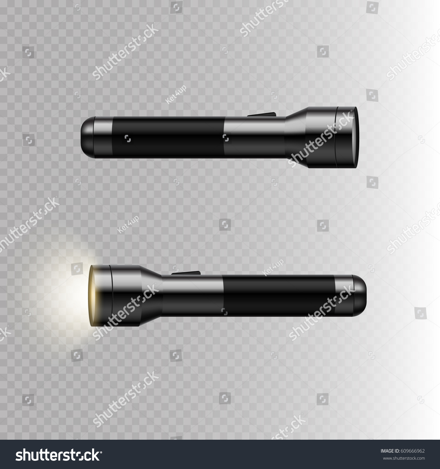 Two Flashlights Isolated On Transparent Background: vector de stock ...