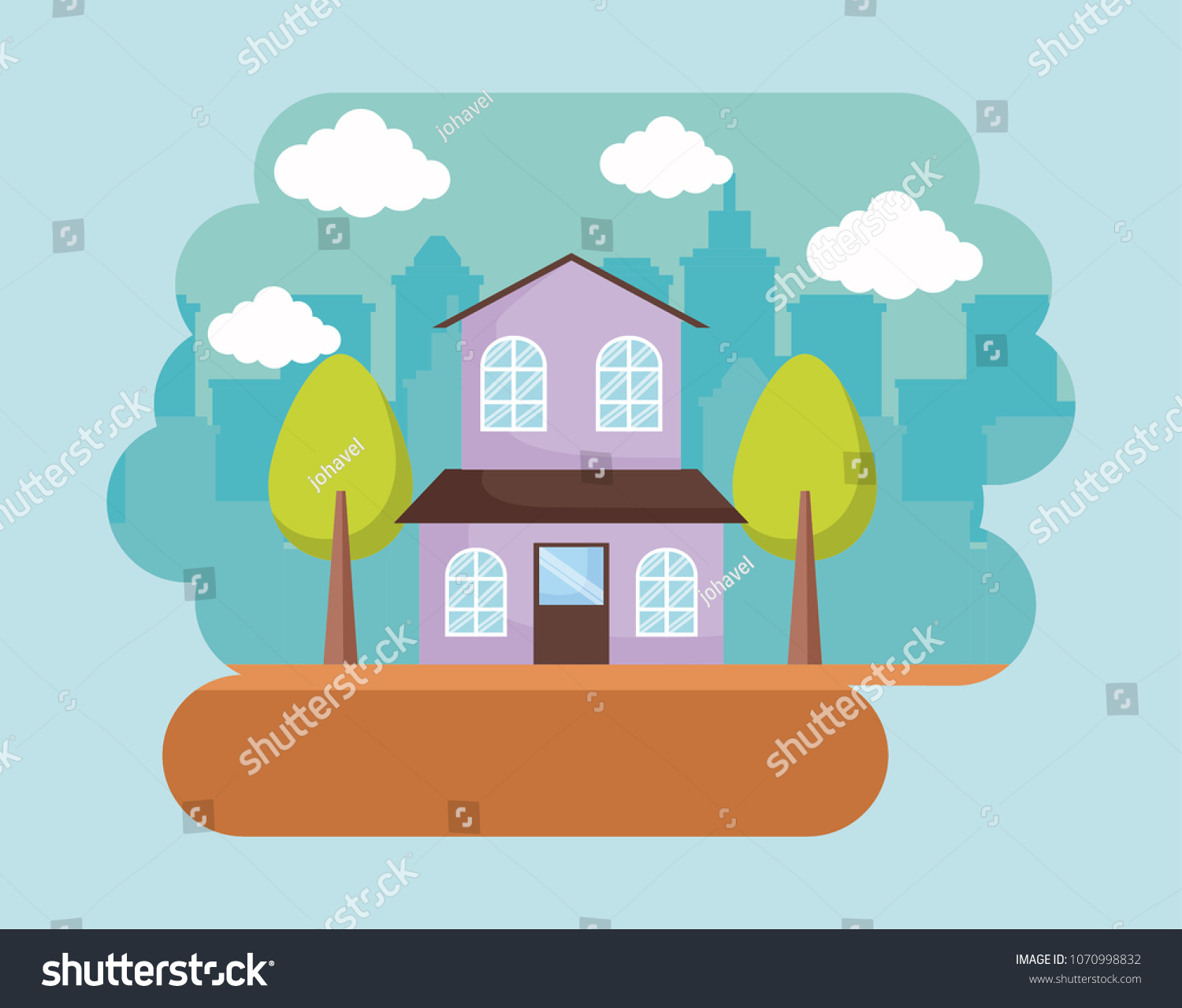 Twofloor House Icon Stock Vector (Royalty Free) 1070998832