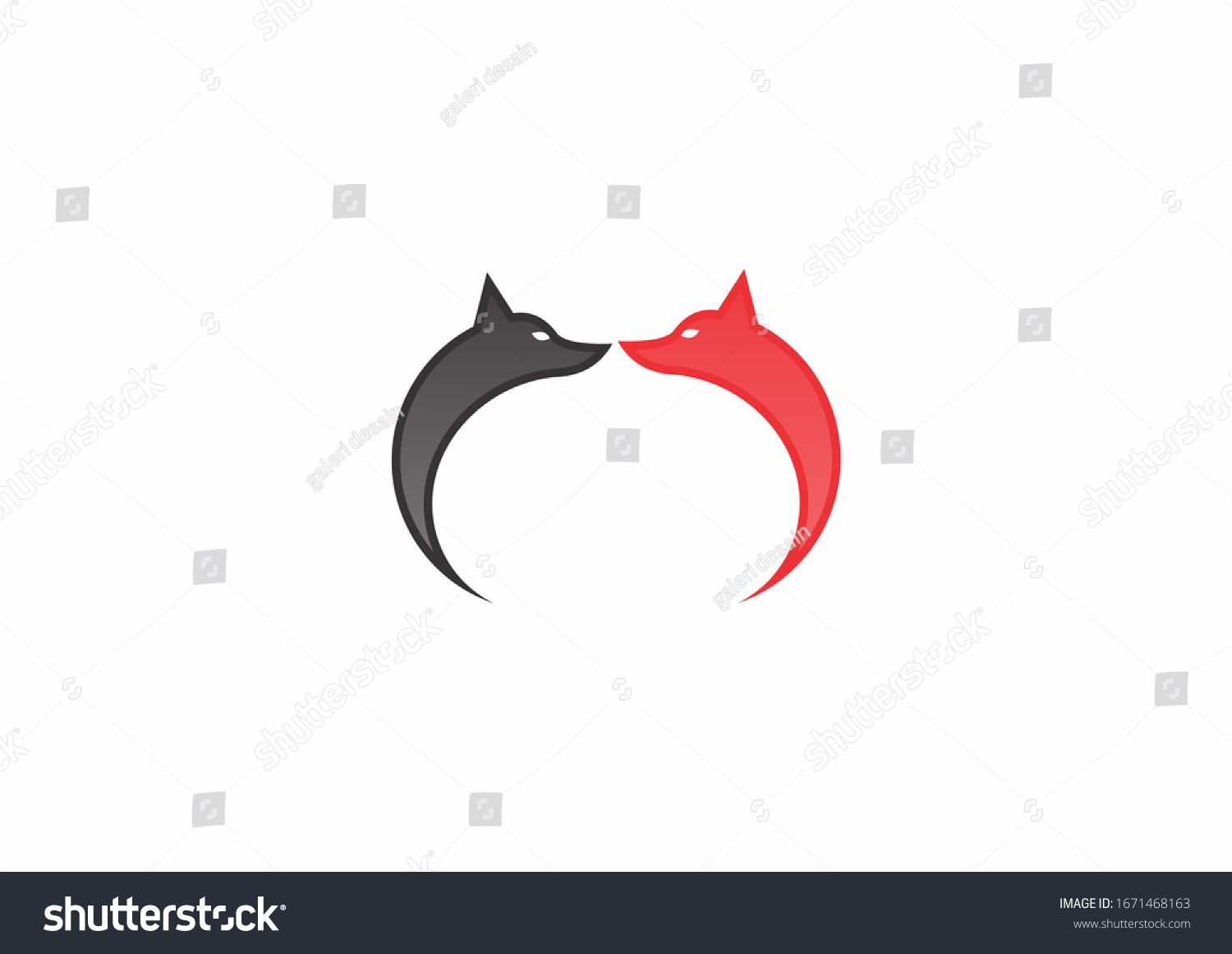 Two Fox Logo Icon Vector Design Stock Vector (Royalty Free) 1671468163
