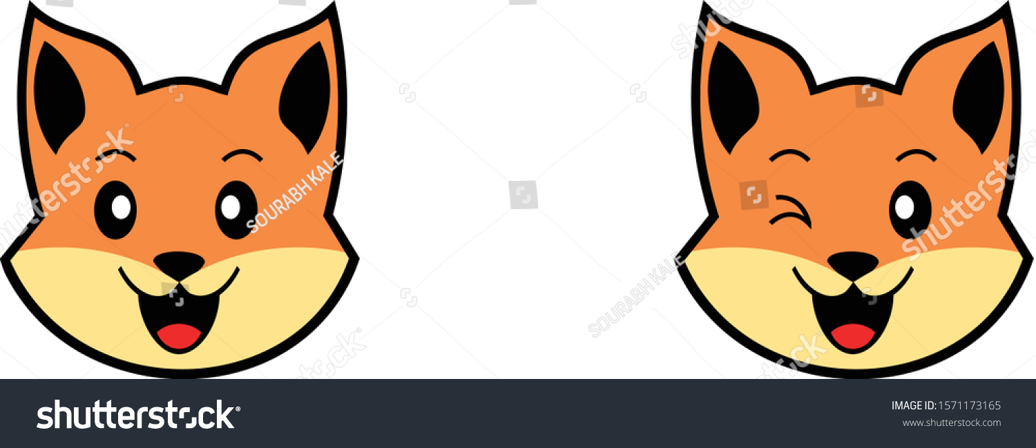 Two Foxy Character Face Vector Stock Vector (Royalty Free) 1571173165