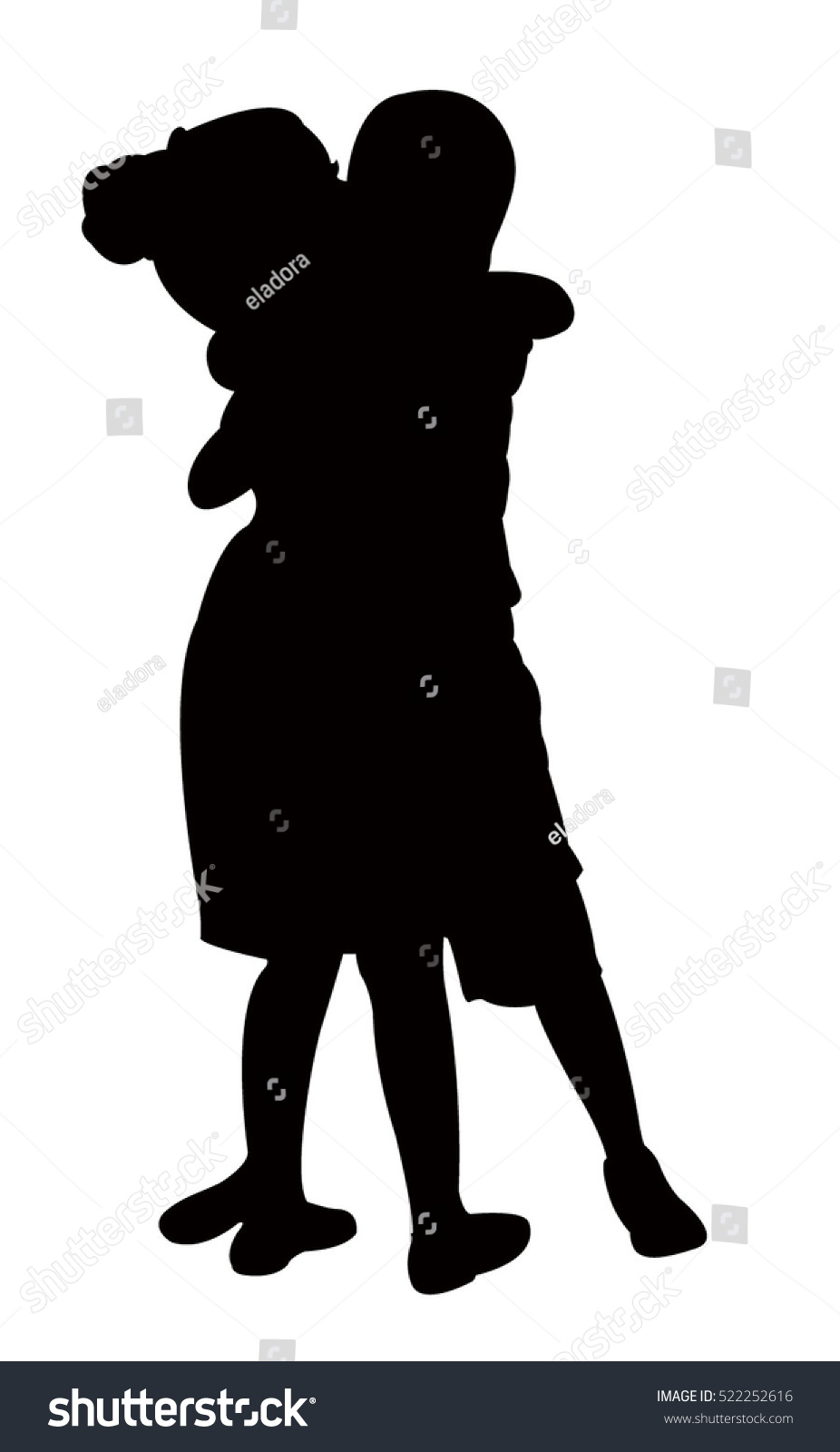 Two Friends Hugging Silhouette Vector Vectores En Stock 522252616 ...