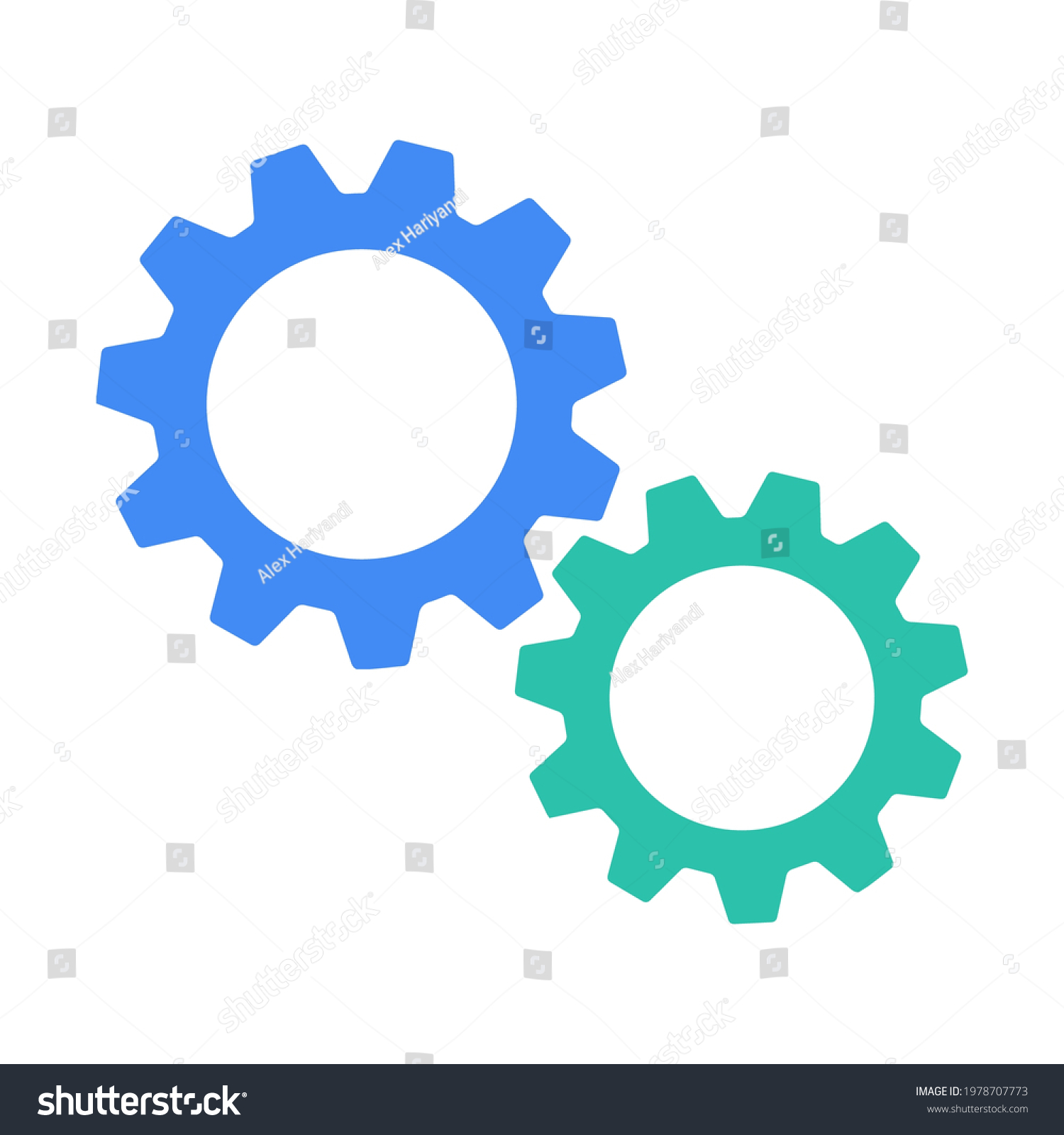 Two Gears Wheel Flat Design Style Stock Vector (Royalty Free ...
