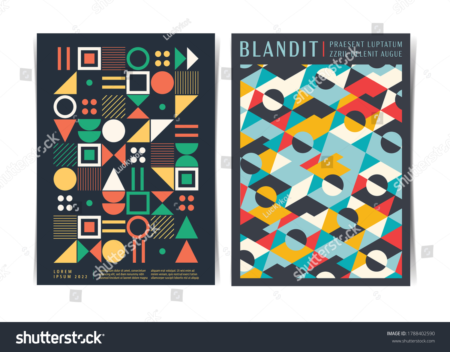 Two Geometric Pattern Art Posters Template Stock Vector (Royalty Free ...