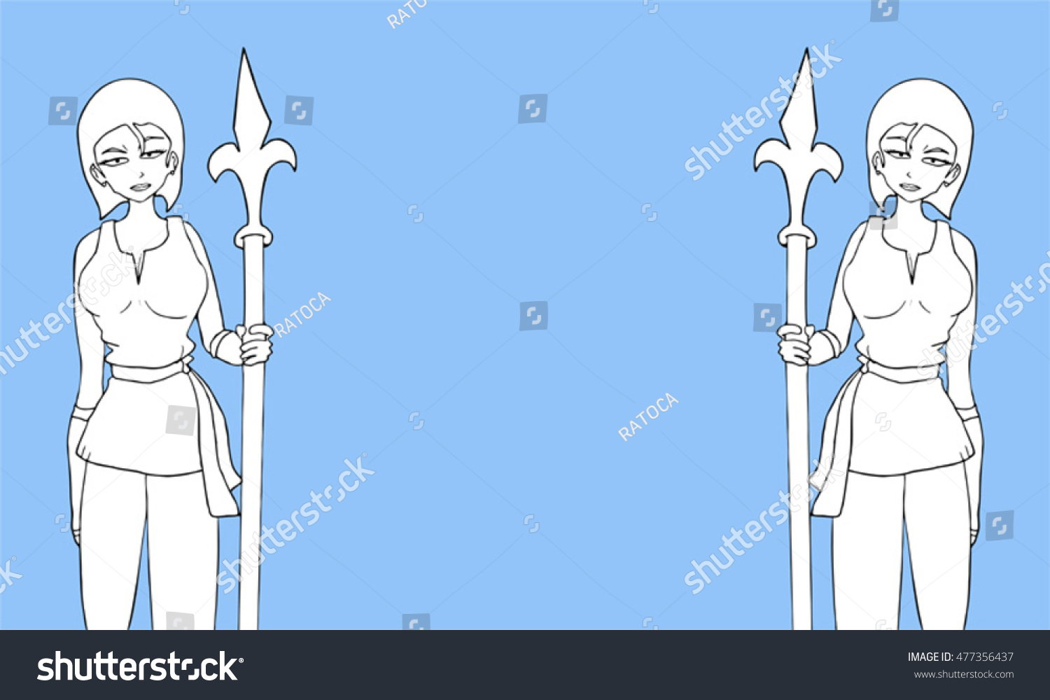 Two Girls Hand Draw Stock Vector (Royalty Free) 477356437 | Shutterstock