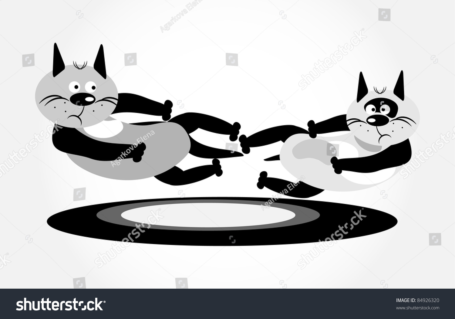 Two Grey Cat Fight: vector de stock (libre de regalías) 84926320 ...