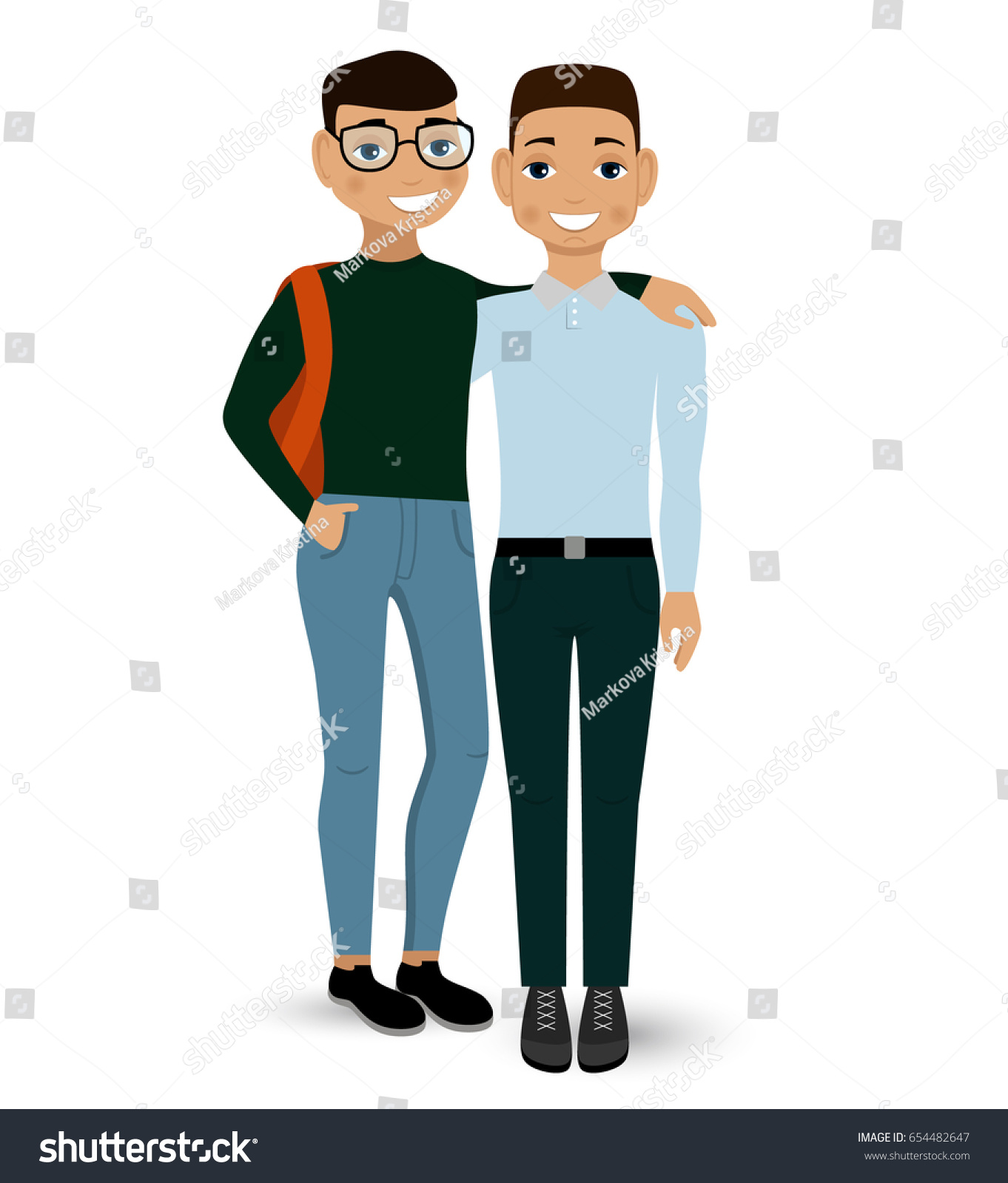 Two Guys Hug Vector Young People Stock Vector (Royalty Free) 654482647 ...