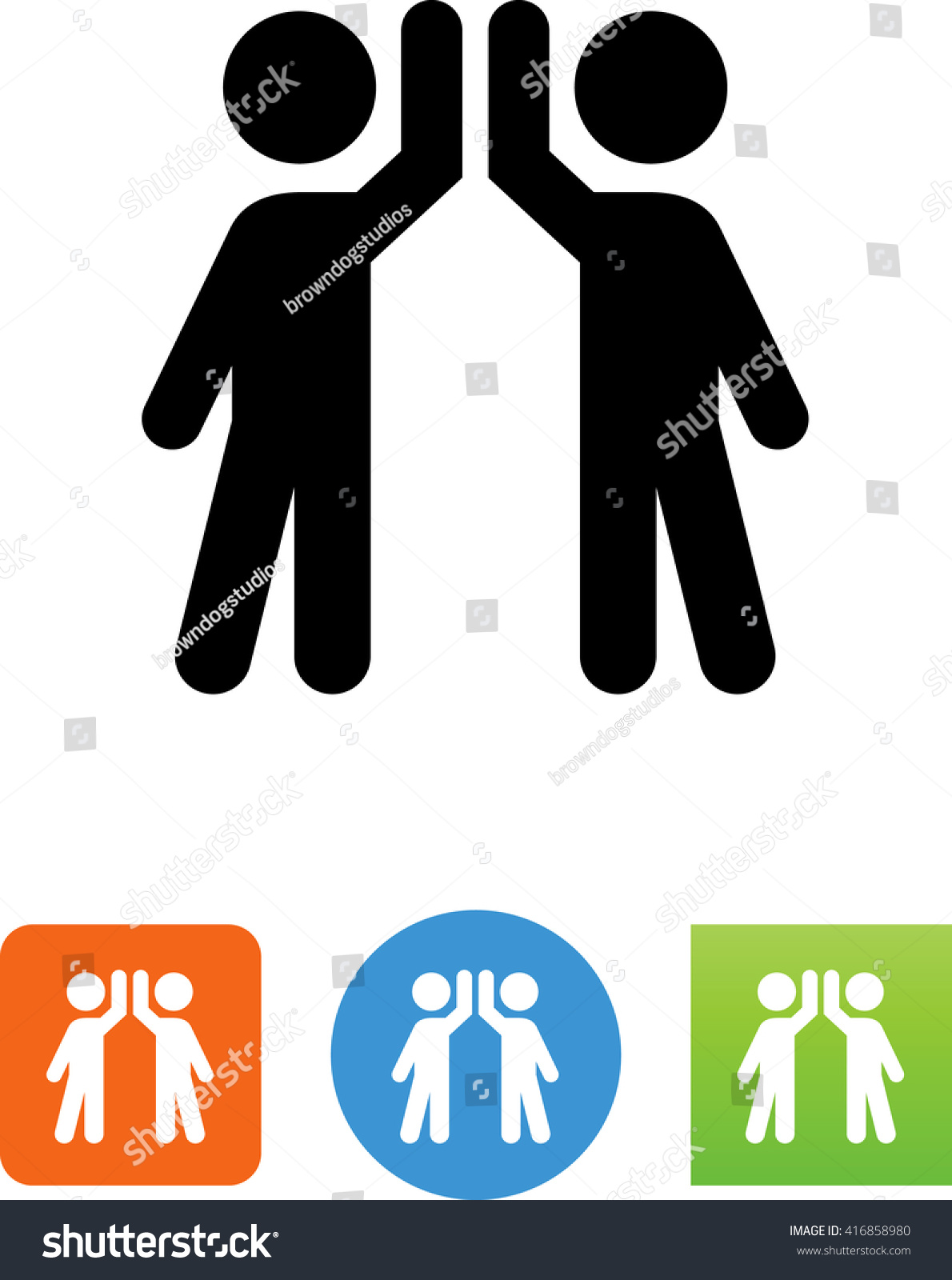 Two Guys Performing High 5 Icon Stock Vector (Royalty Free) 416858980