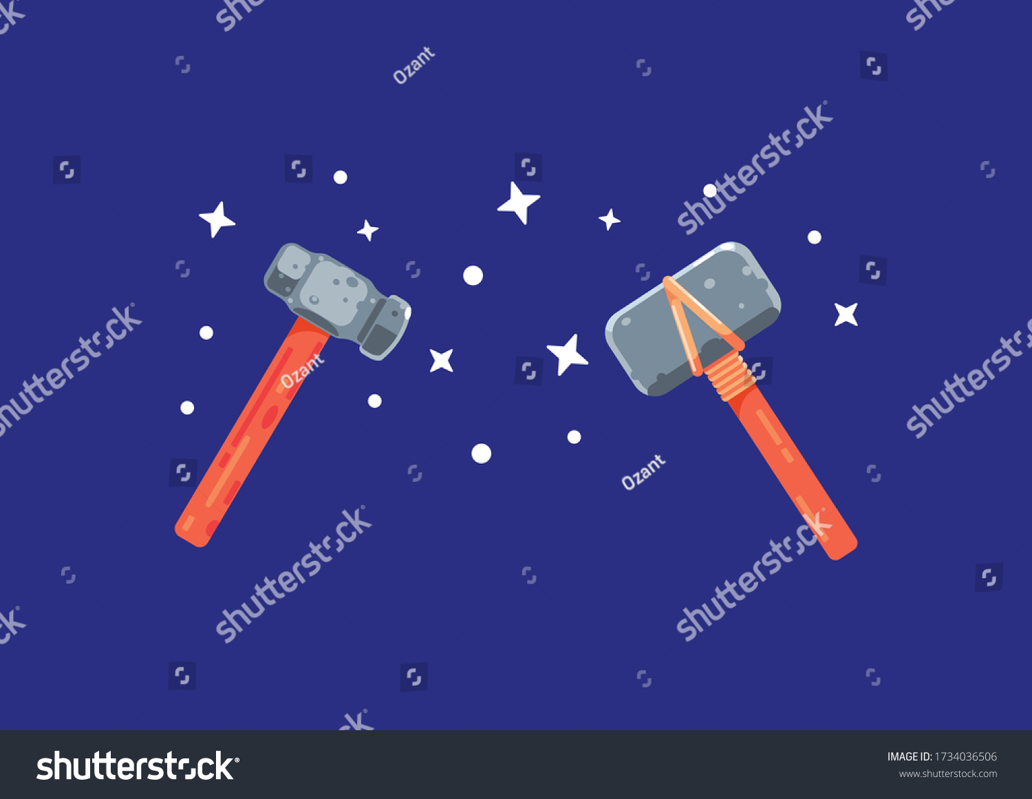 Two Hammers Vector Illustration Flat Style Stock Vector (Royalty Free ...