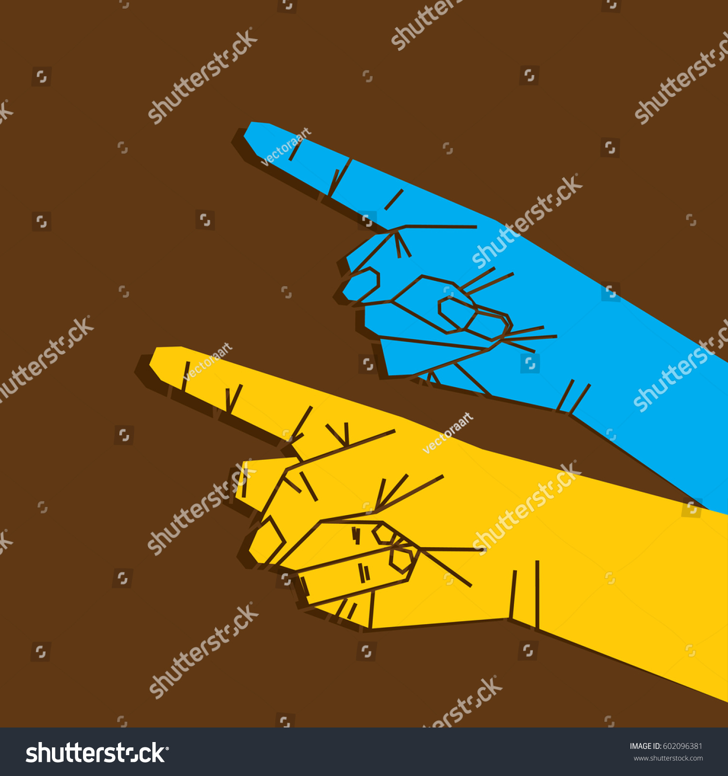 Two Hand Forefinger Pointing Both Finger: vector de stock (libre de ...