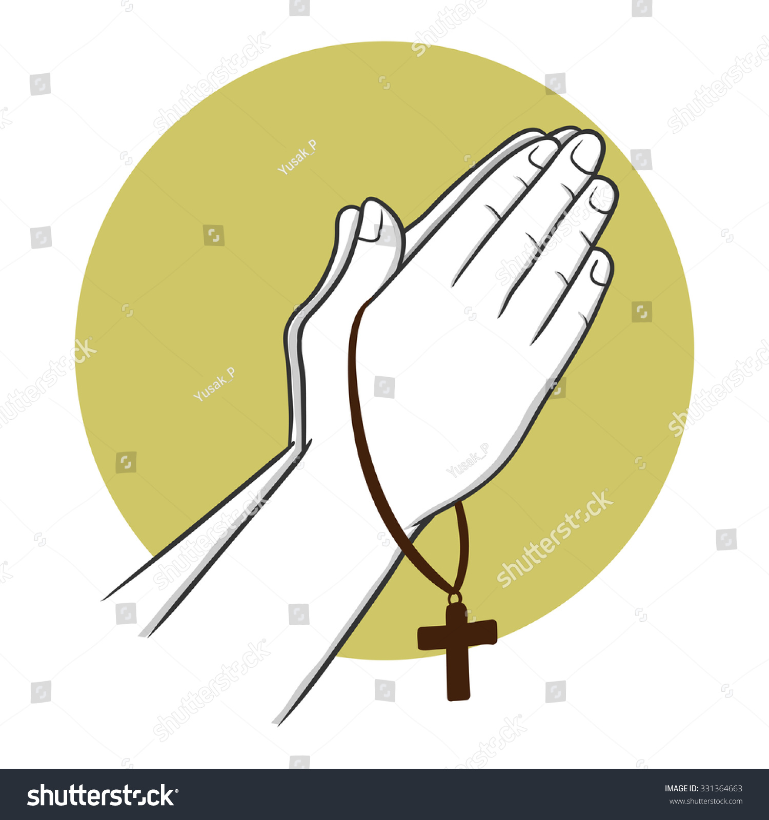 Two Hand Praying Holding Cross Vector Stock Vector (Royalty Free) 331364663