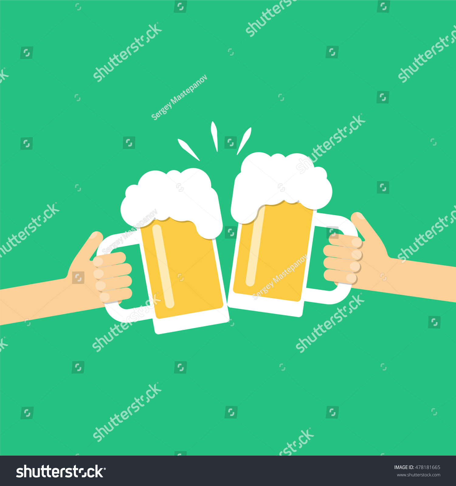 Two Hands Holding Beer Glasses Beer Stock Vector Royalty Free