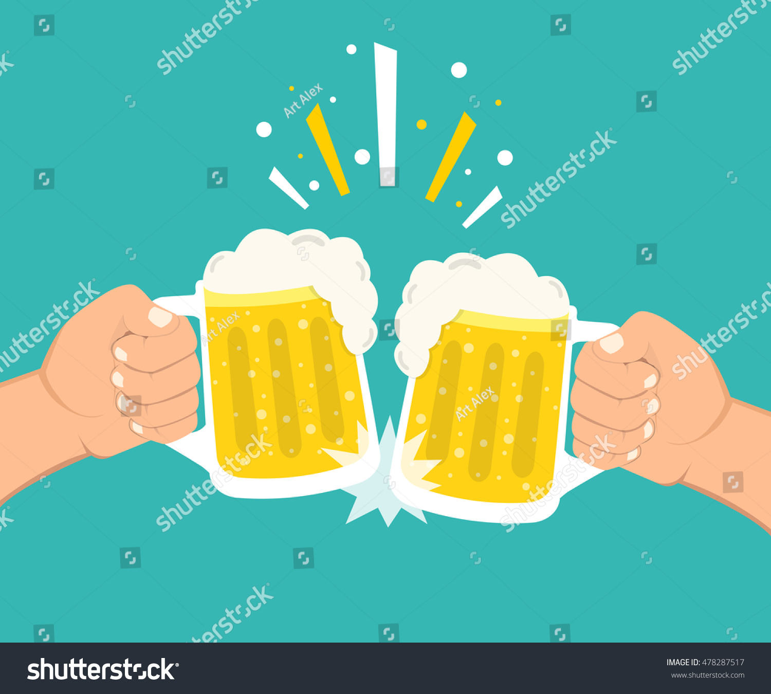 Two Hands Holding Beer Glasses Concept Stock Vector Royalty Free