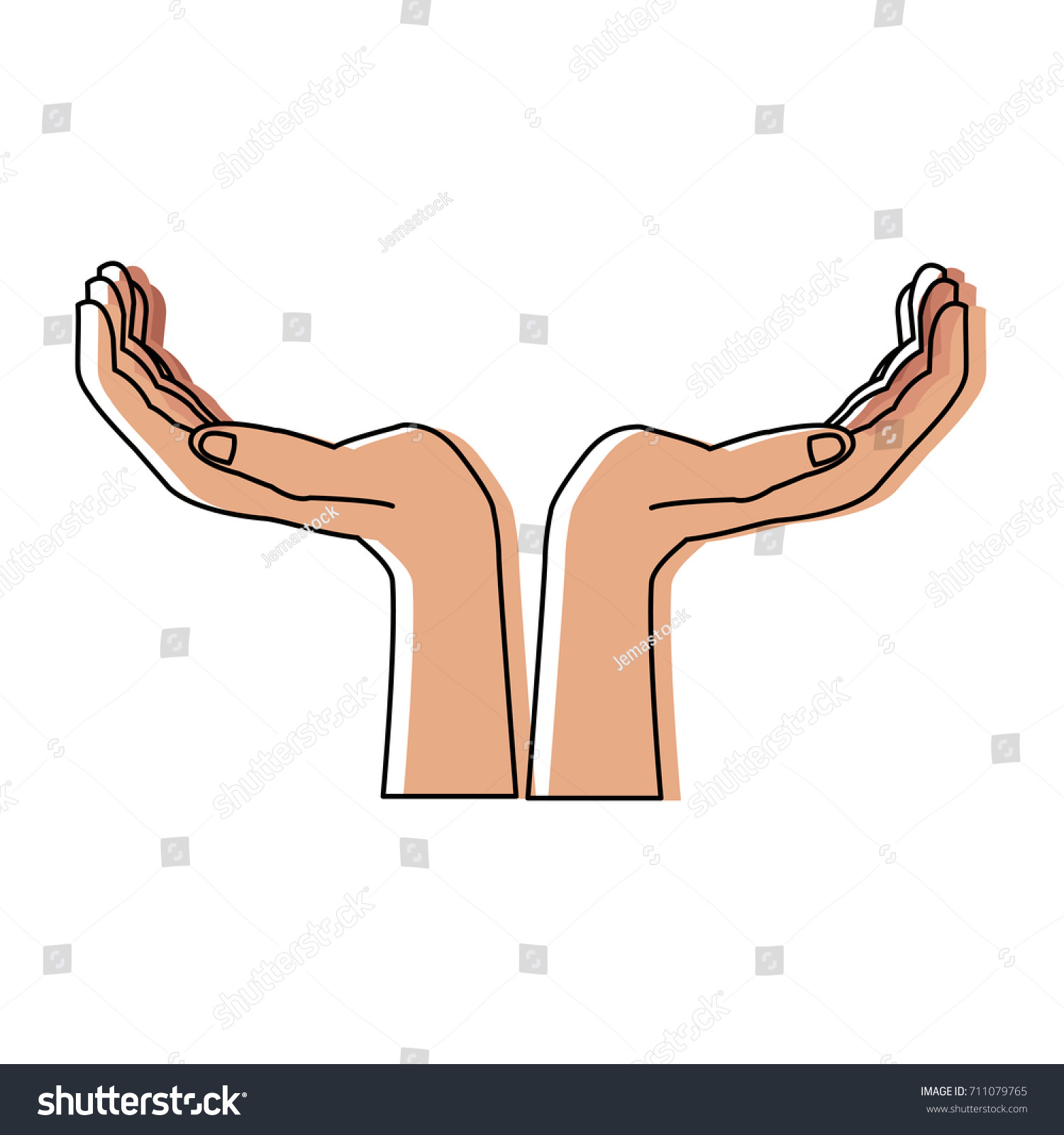 Two Hands Support Help Gesture Symbol Stock Vector (Royalty Free) 711079765