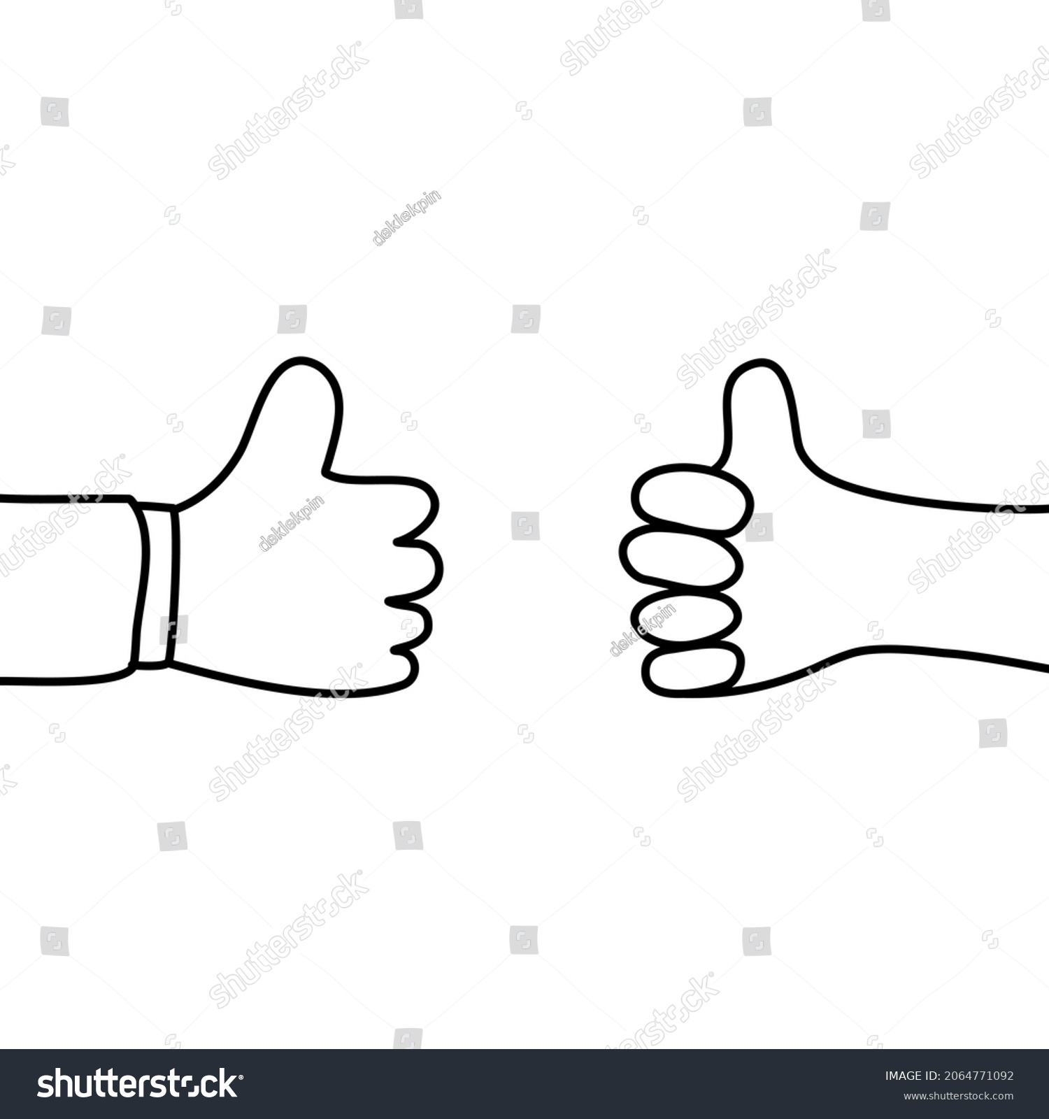 Two Hands Their Thumbs Stock Vector (Royalty Free) 2064771092 ...