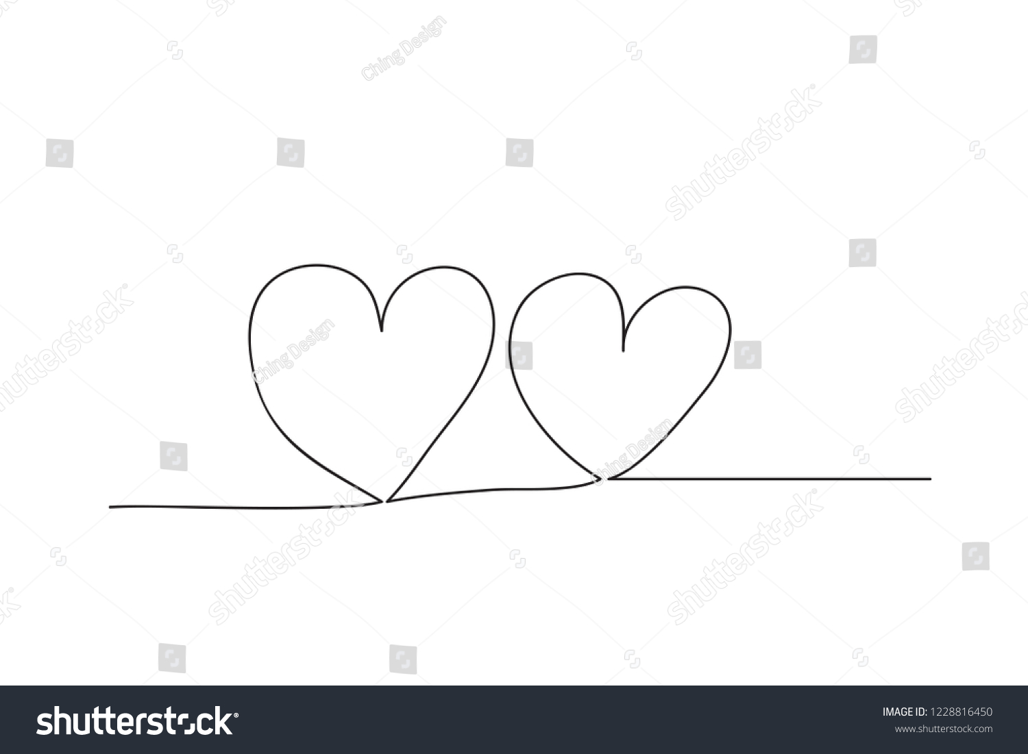 Two Heart Line Drawing Stylevector Design: vector de stock (libre de ...