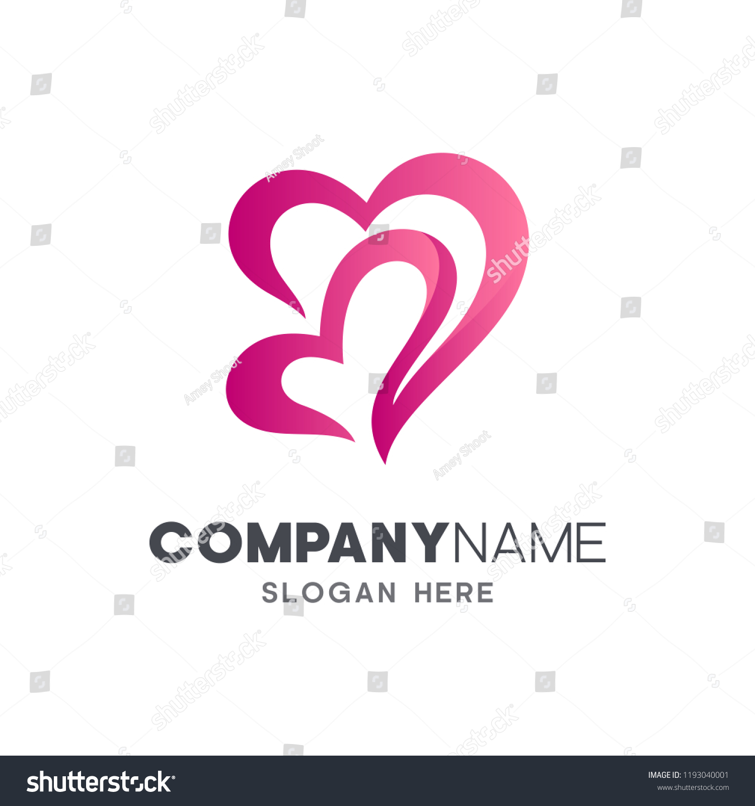 Two Heart Logo Design 스톡 벡터(로열티 프리) 1193040001 | Shutterstock