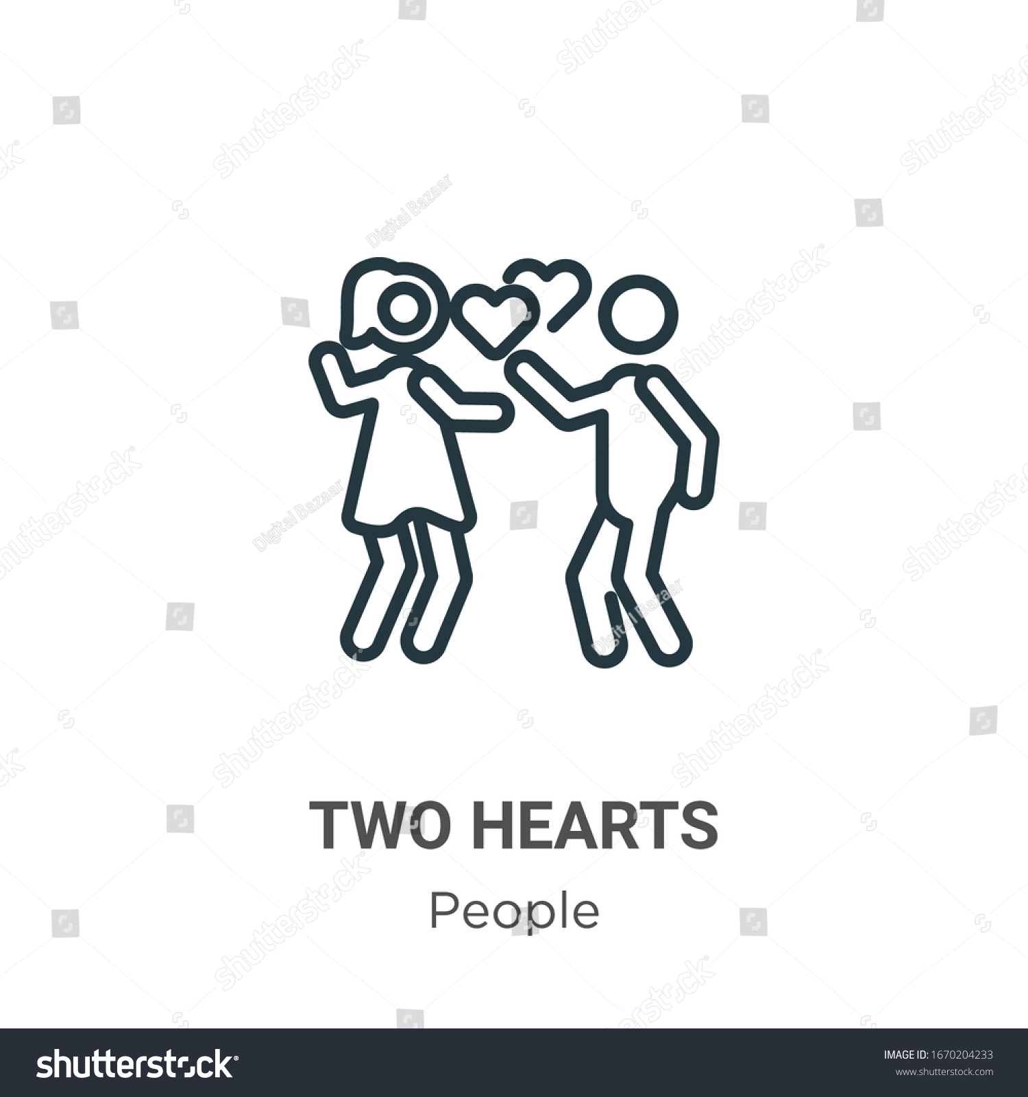 Two Hearts Outline Vector Icon Thin Stock Vector (Royalty Free ...