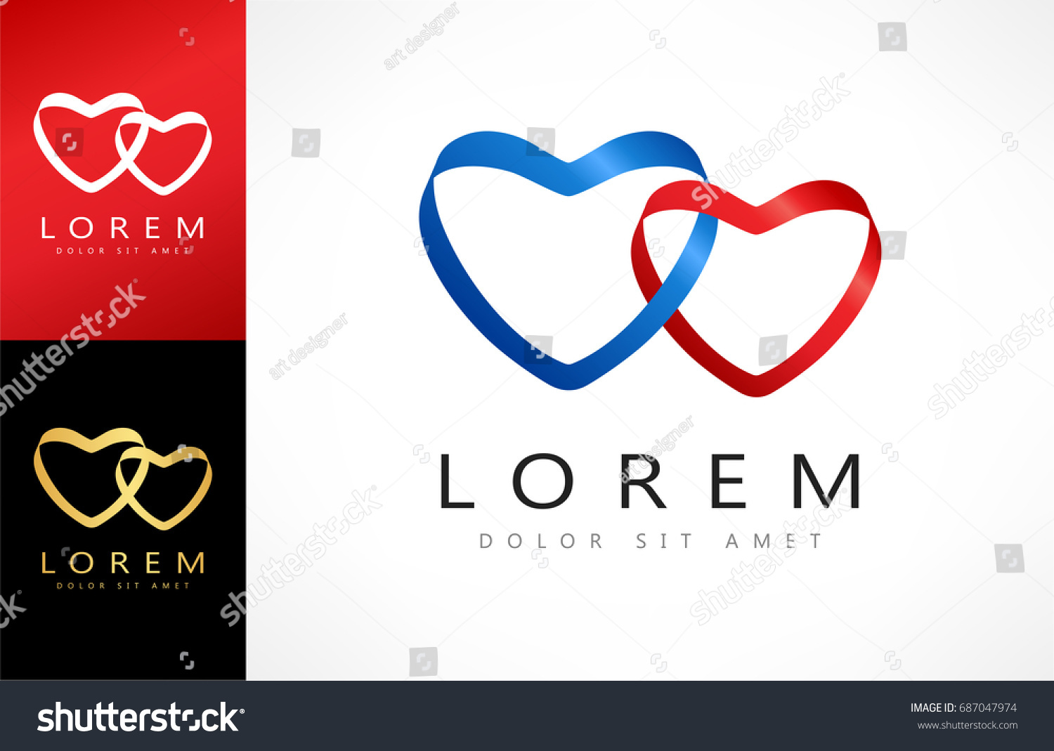 Two Hearts Shape Logo Stock Vector (Royalty Free) 687047974 | Shutterstock
