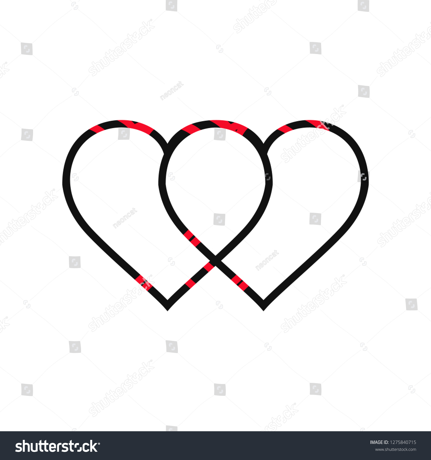 Two Hearts Vector Illustration Stock Vector (Royalty Free) 1275840715
