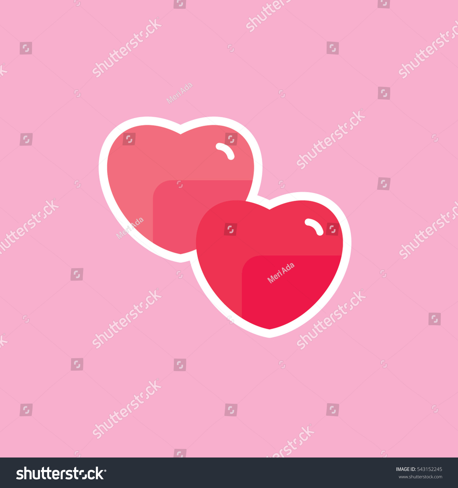 Two Hearts Vector Illustration Iconic Style Stock Vector (Royalty Free ...