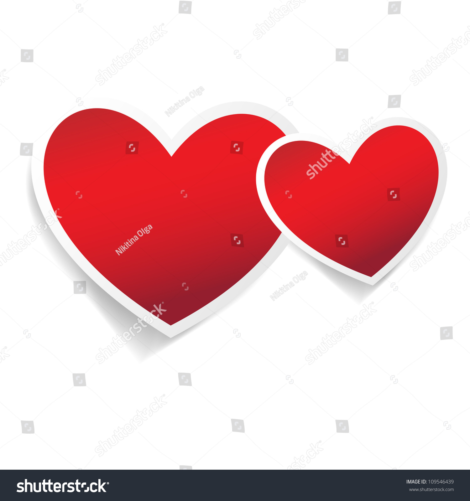 Two Hearts Vector Image Isolated On Stock Vector (Royalty Free) 109546439