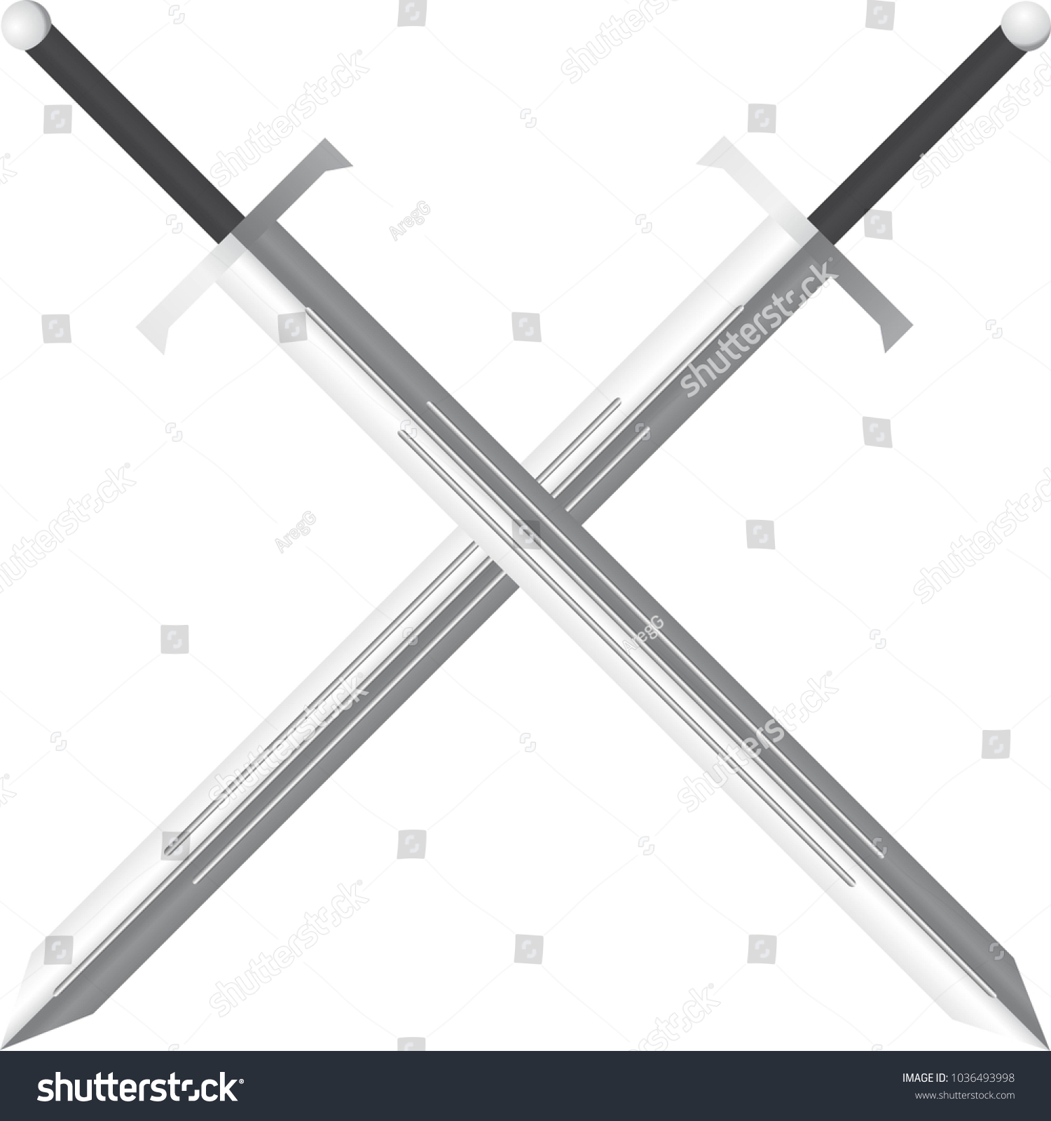 Two High Detailed Swords Vector Stock Vector (Royalty Free) 1036493998