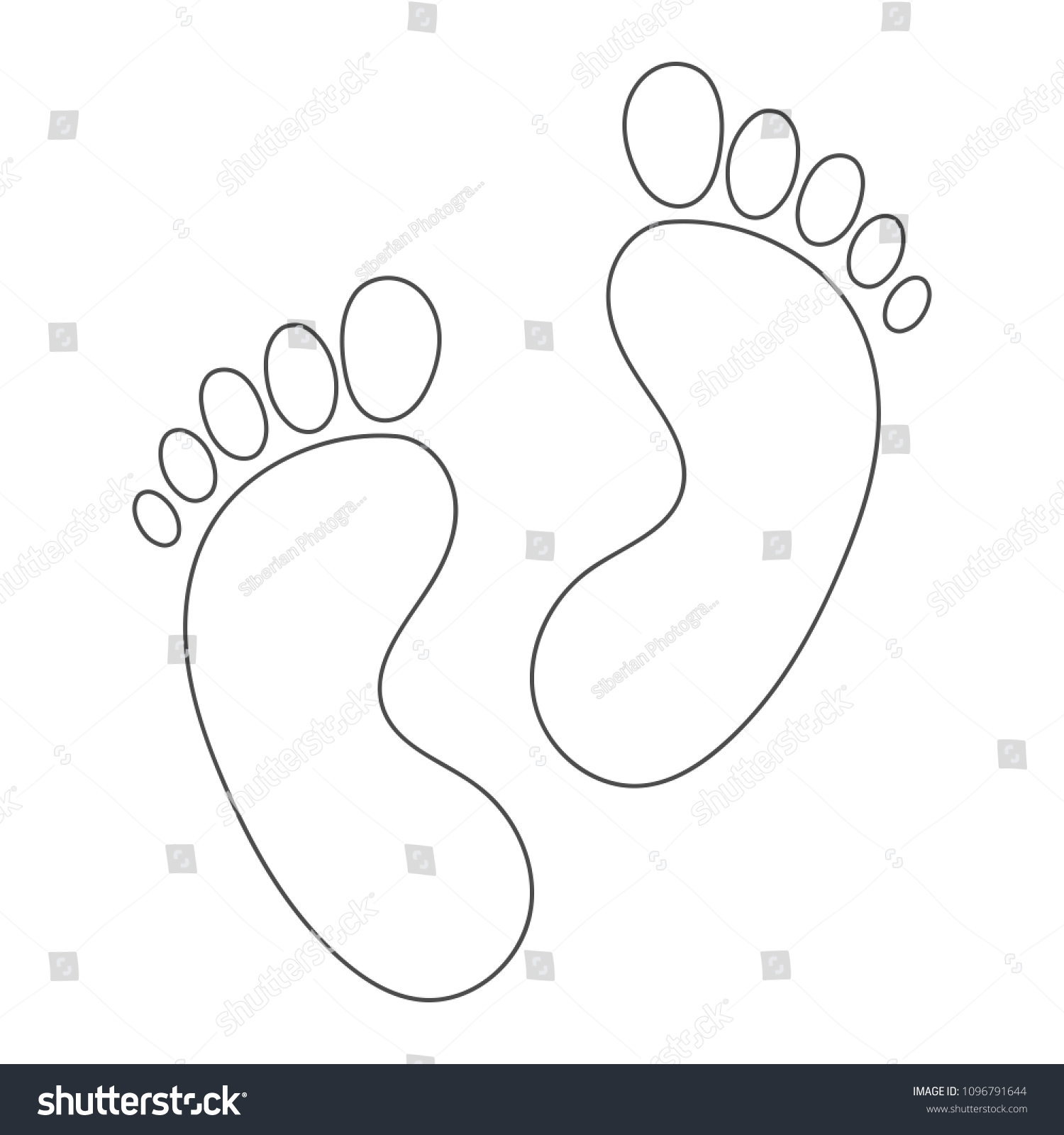 Two Human Footprints Barefoot Outline Vector Stock Vector (Royalty Free ...